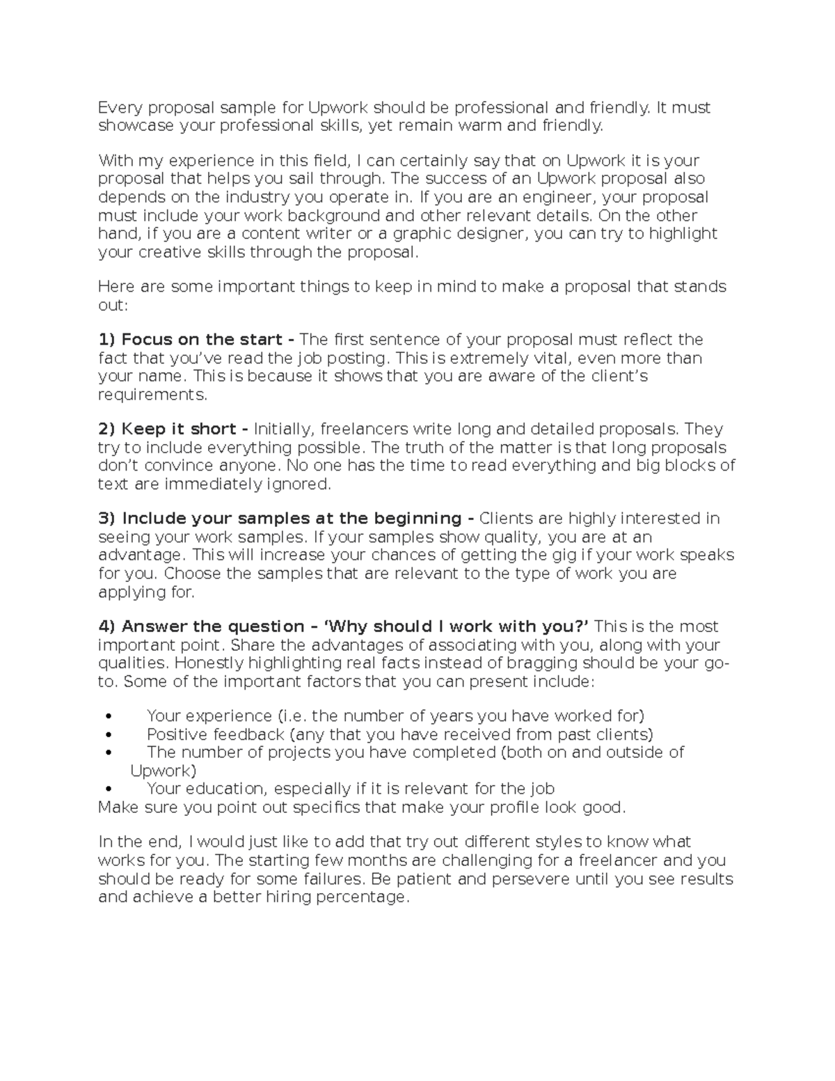 How To Write A Proposal - Every proposal sample for Upwork should be ...