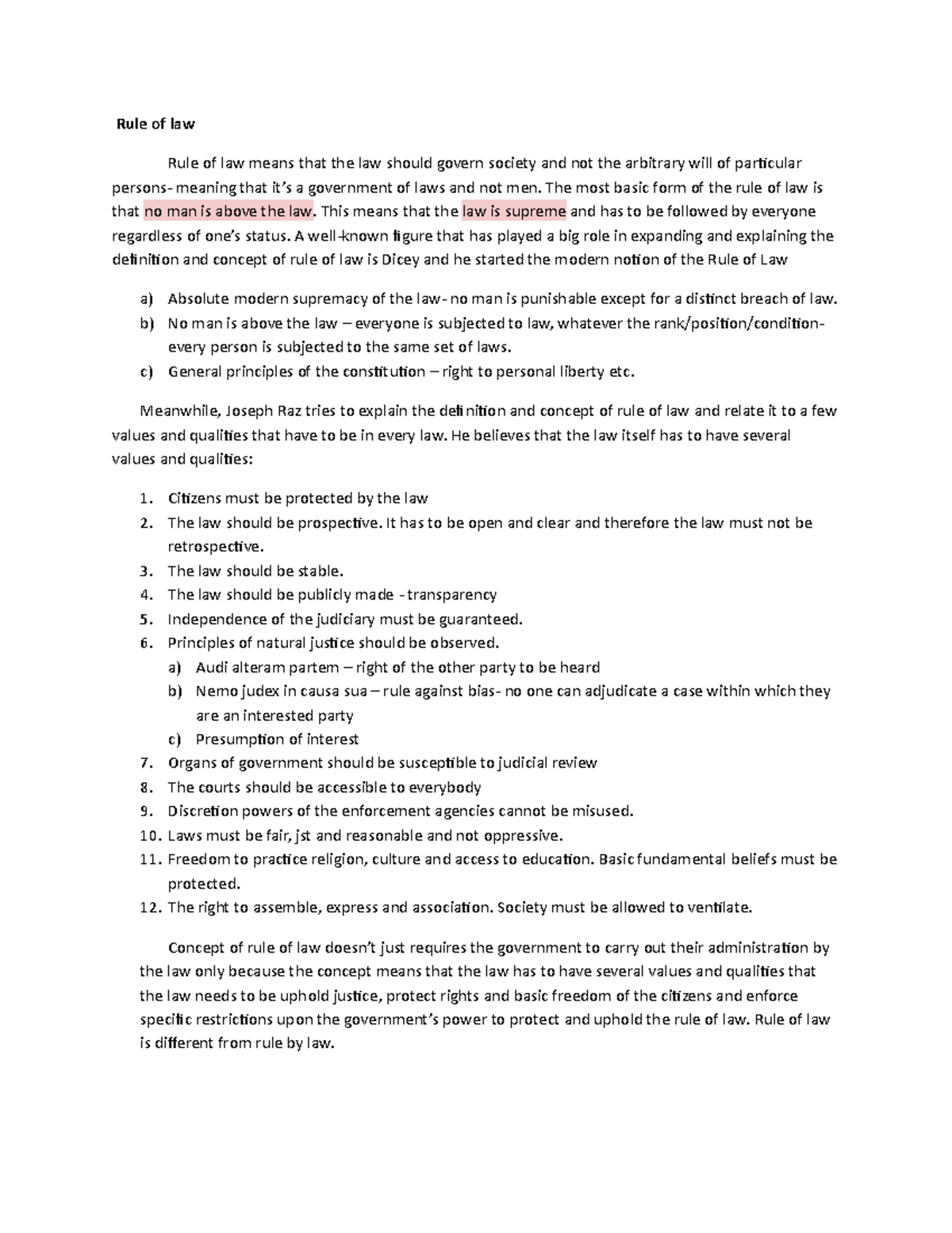 Rule of law - Rule of law notes (Constitutional law 2) - Rule of law ...