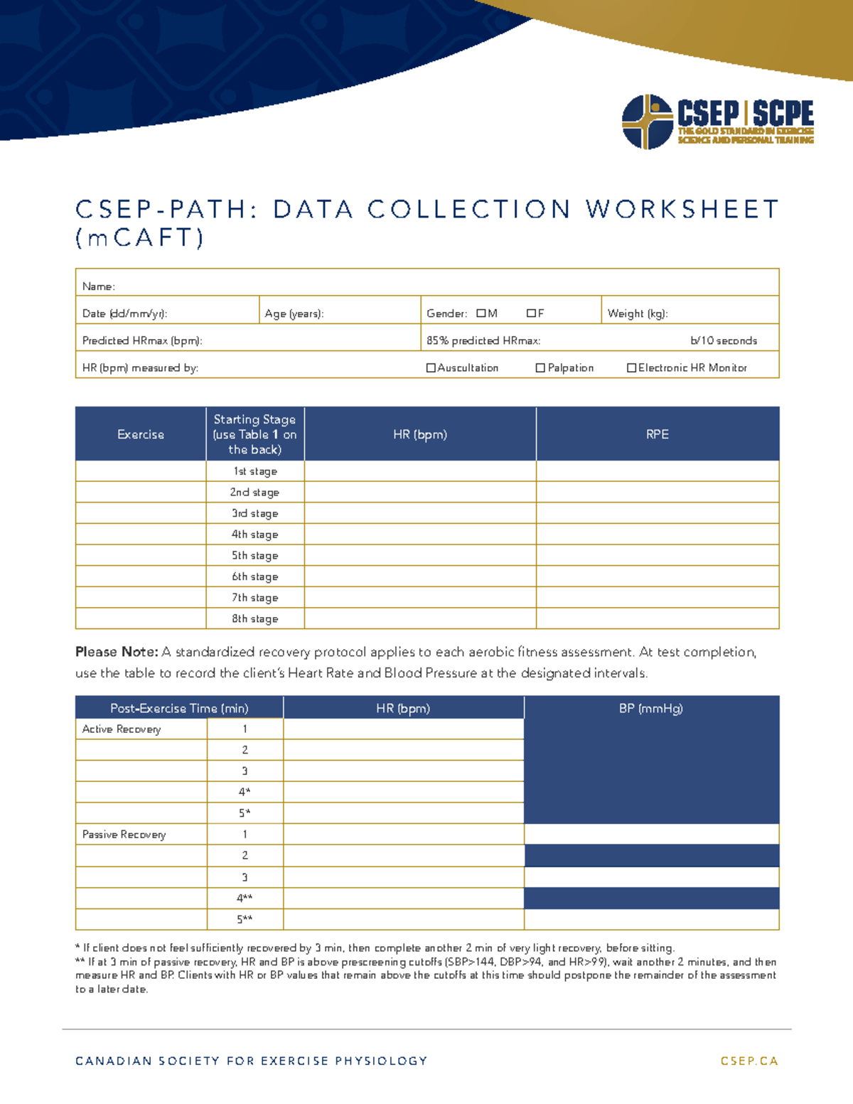 M CAFT-Data-Collection-Sheet; step test - C A N A D I A N S O C I E T Y ...