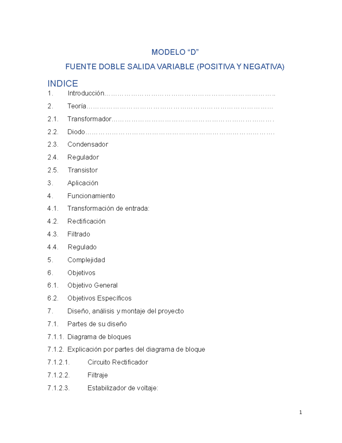 Fuente simetrica - MODELO “D” FUENTE DOBLE SALIDA VARIABLE (POSITIVA Y ...