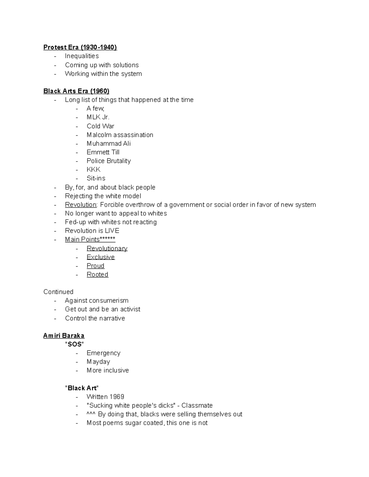 Final Study Guide - Protest Era (1930-1940) - Inequalities - Coming up ...