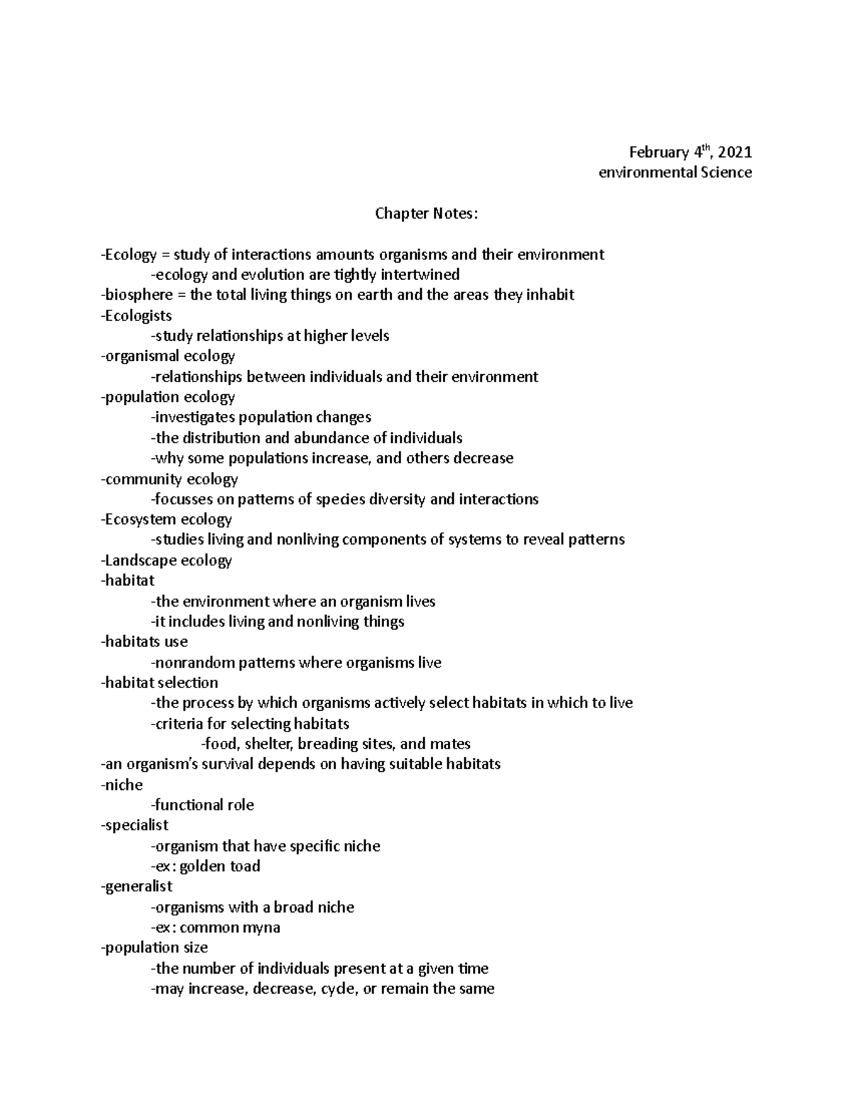 2:4:21 - notes - February 4th, 2021 environmental Science Chapter Notes ...
