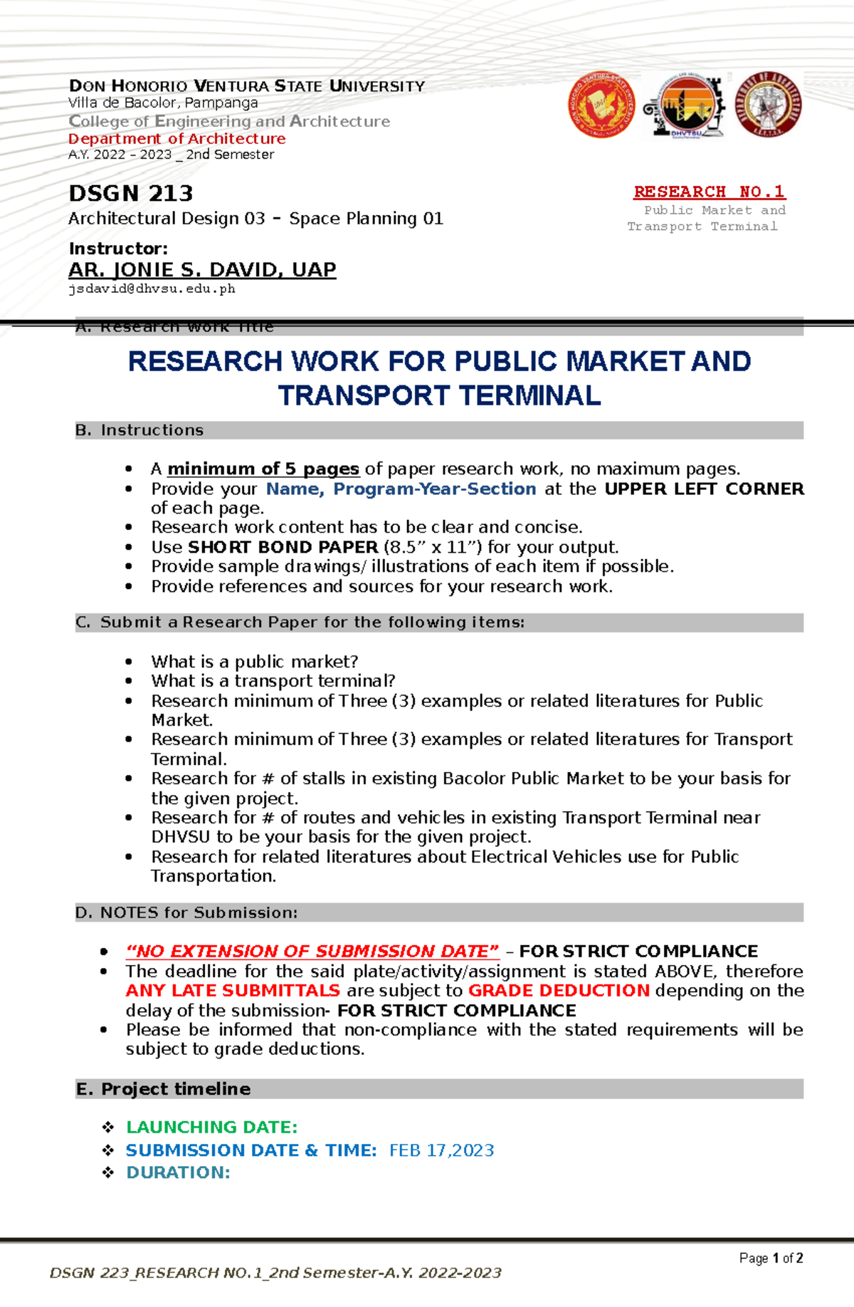 DSGN 223 Research 1 - A. Research Work Title RESEARCH WORK FOR PUBLIC ...