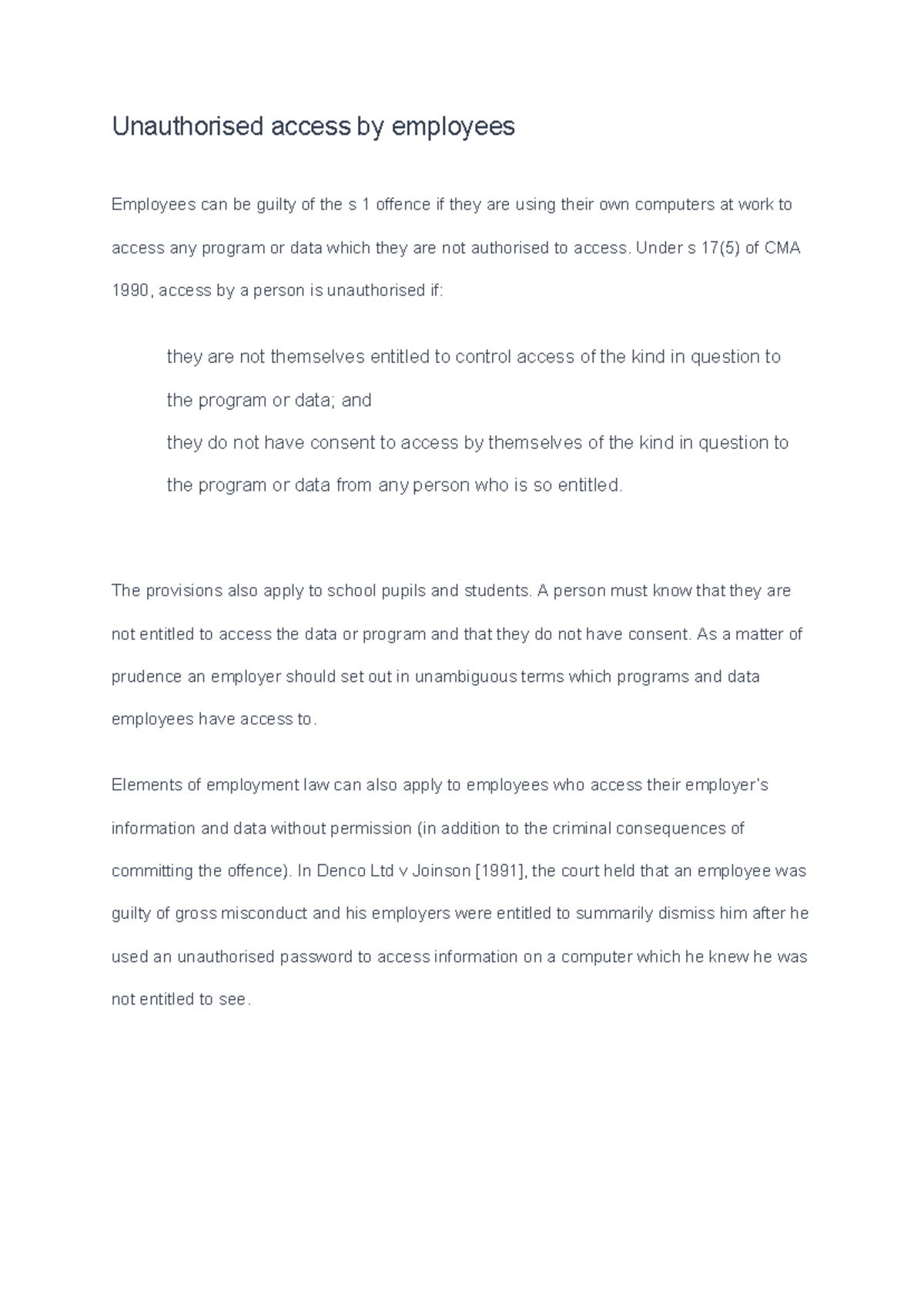 Unauthorised access by employees - Unauthorised access by employees ...