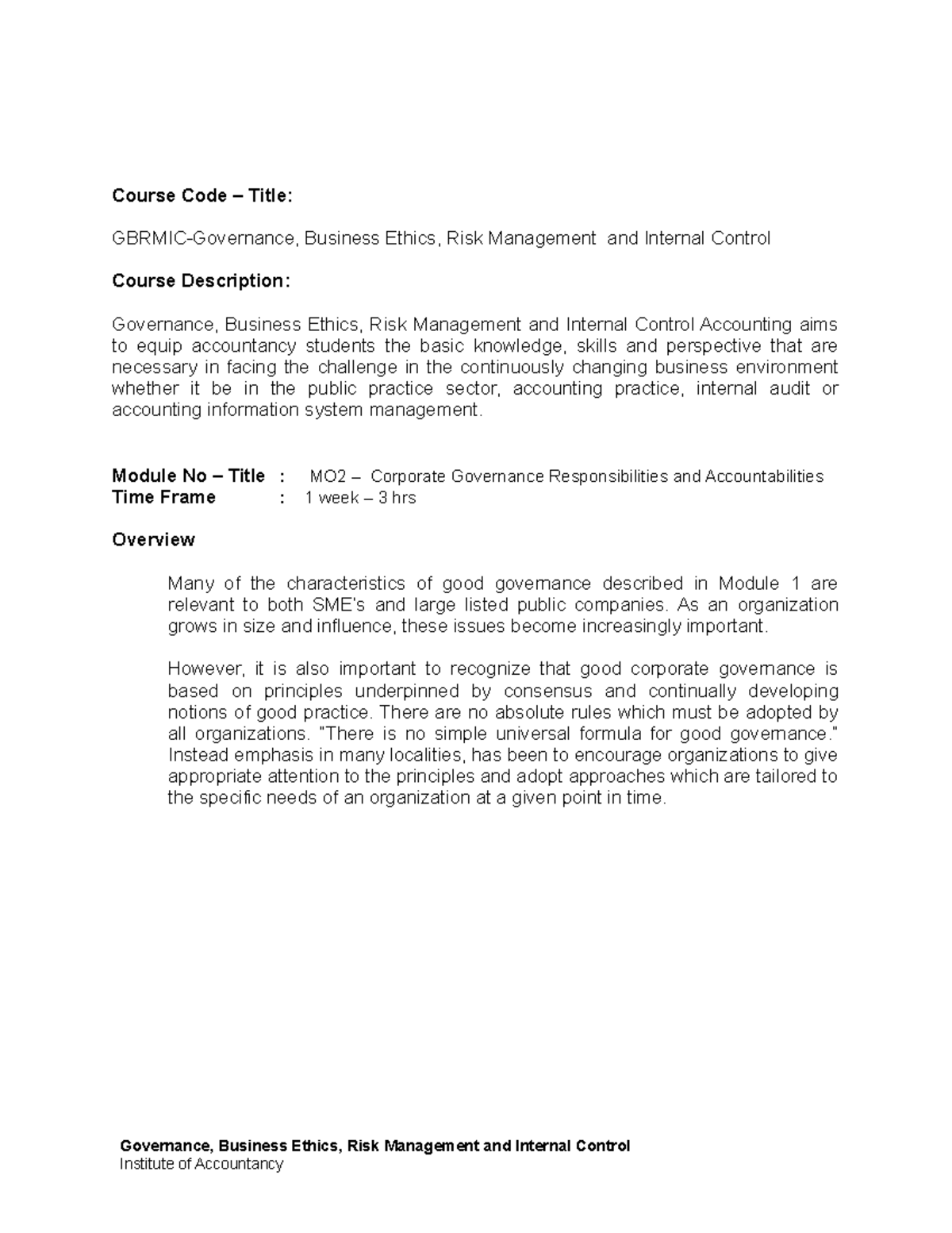 Gbermic Chapter-2 - None - Governance, Business Ethics, Risk Management ...