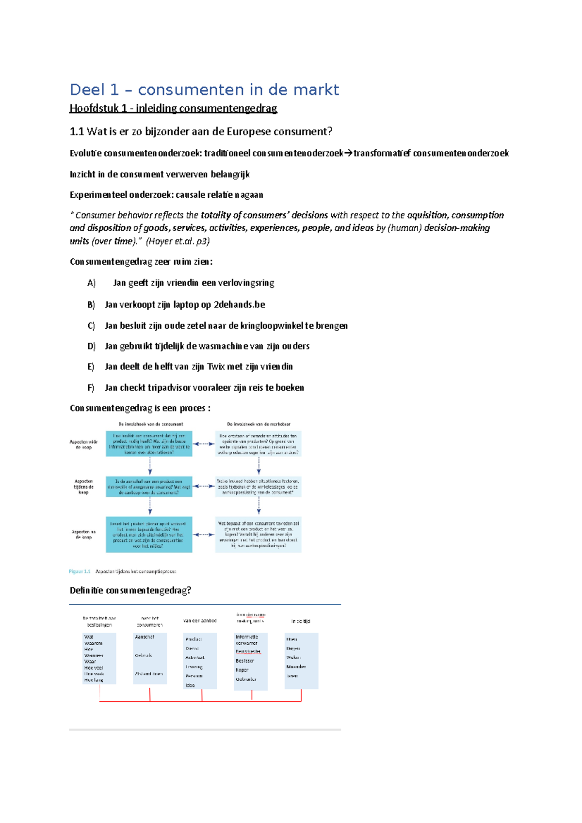 Deel 1 - consumentengedrag - Deel 1 consumenten in de markt Hoofdstuk 1 ...