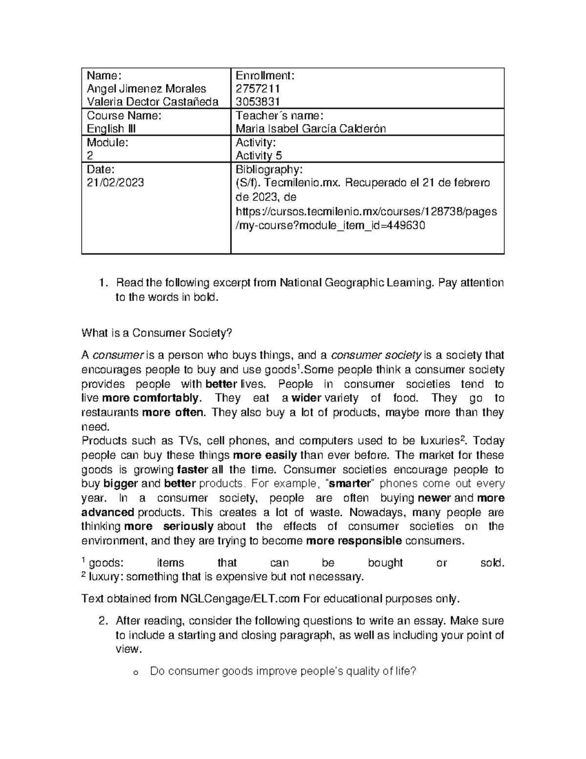 Activity 5 - Name: Angel Jimenez Morales Valeria Dector Castañeda ...