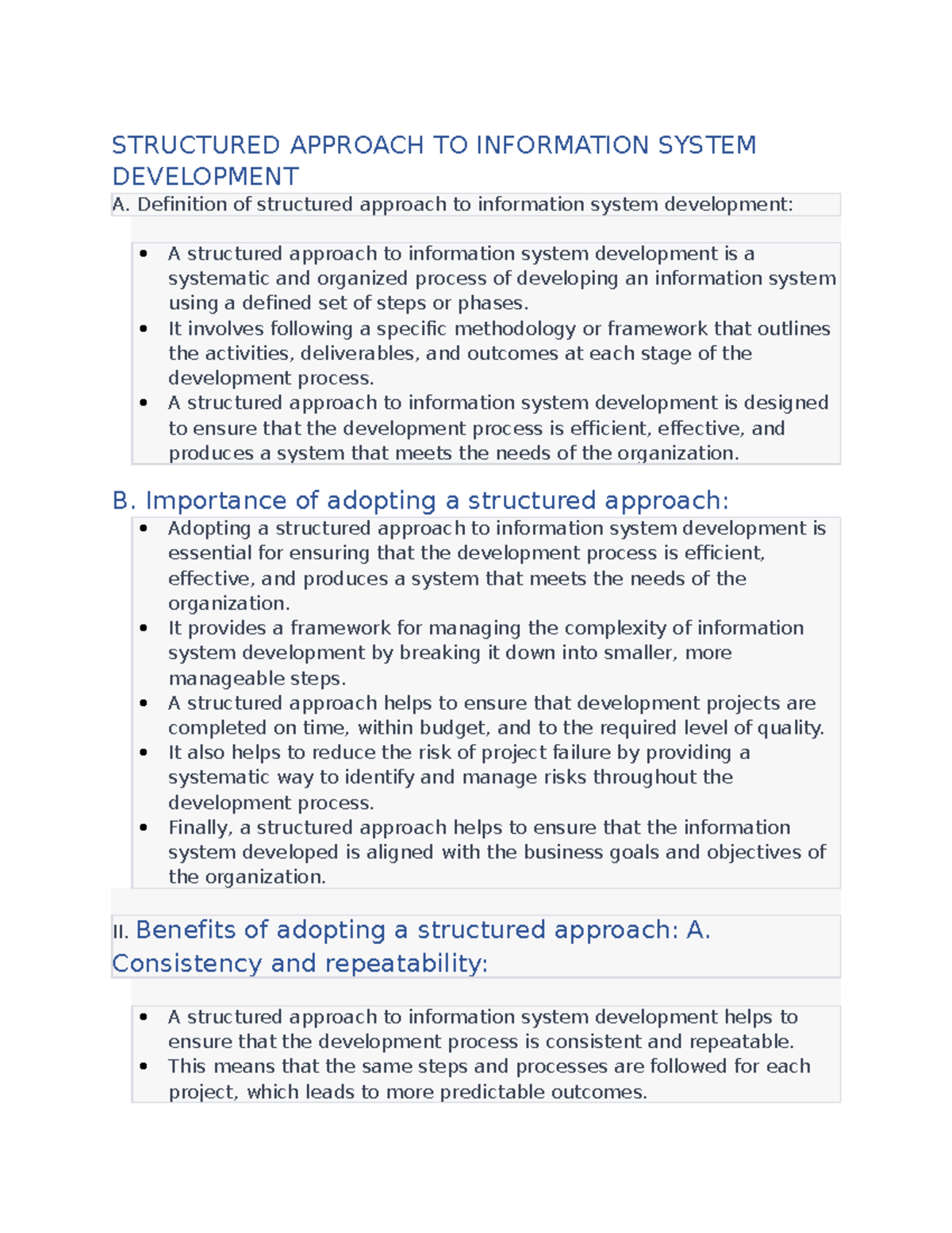Information Systems Analysis AND Design notes - STRUCTURED APPROACH TO ...