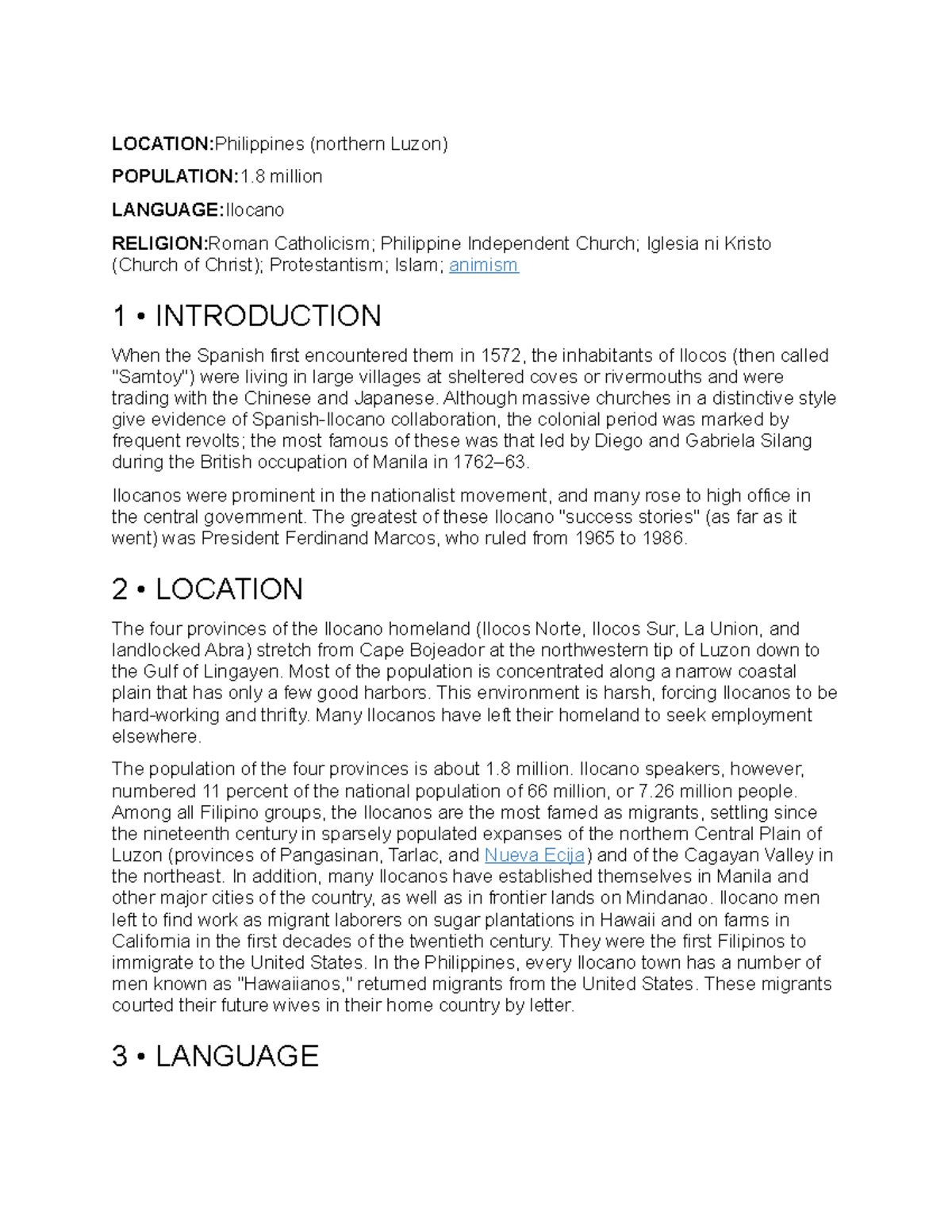 Facts about region 1 - lecture - LOCATION:Philippines (northern Luzon ...
