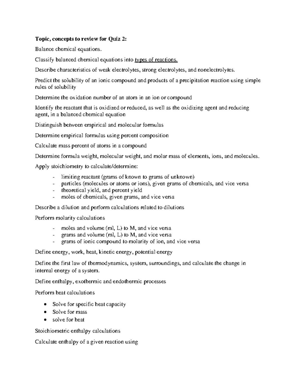 Topics%2C concepts to review for Quiz 2 - Topic, concepts to review for ...