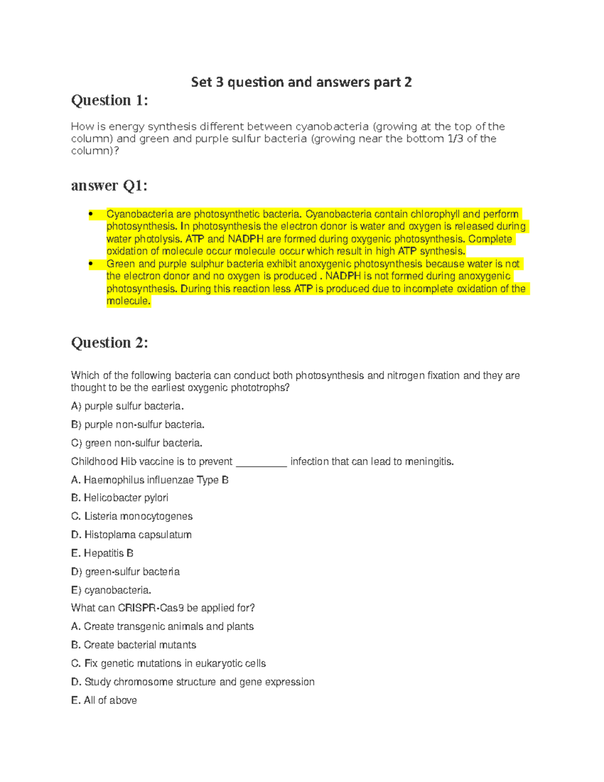 Set 3 question and answers part 2 - Set 3 question and answers part 2 ...