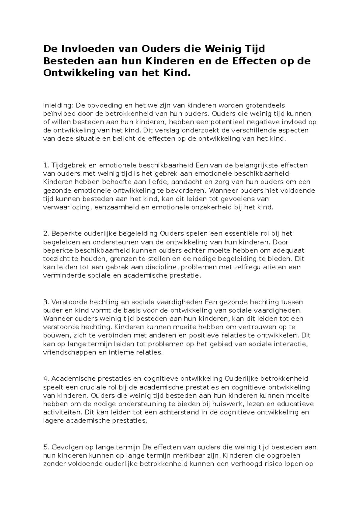 De Invloeden van Ouders - Inleiding: De opvoeding en het welzijn van ...