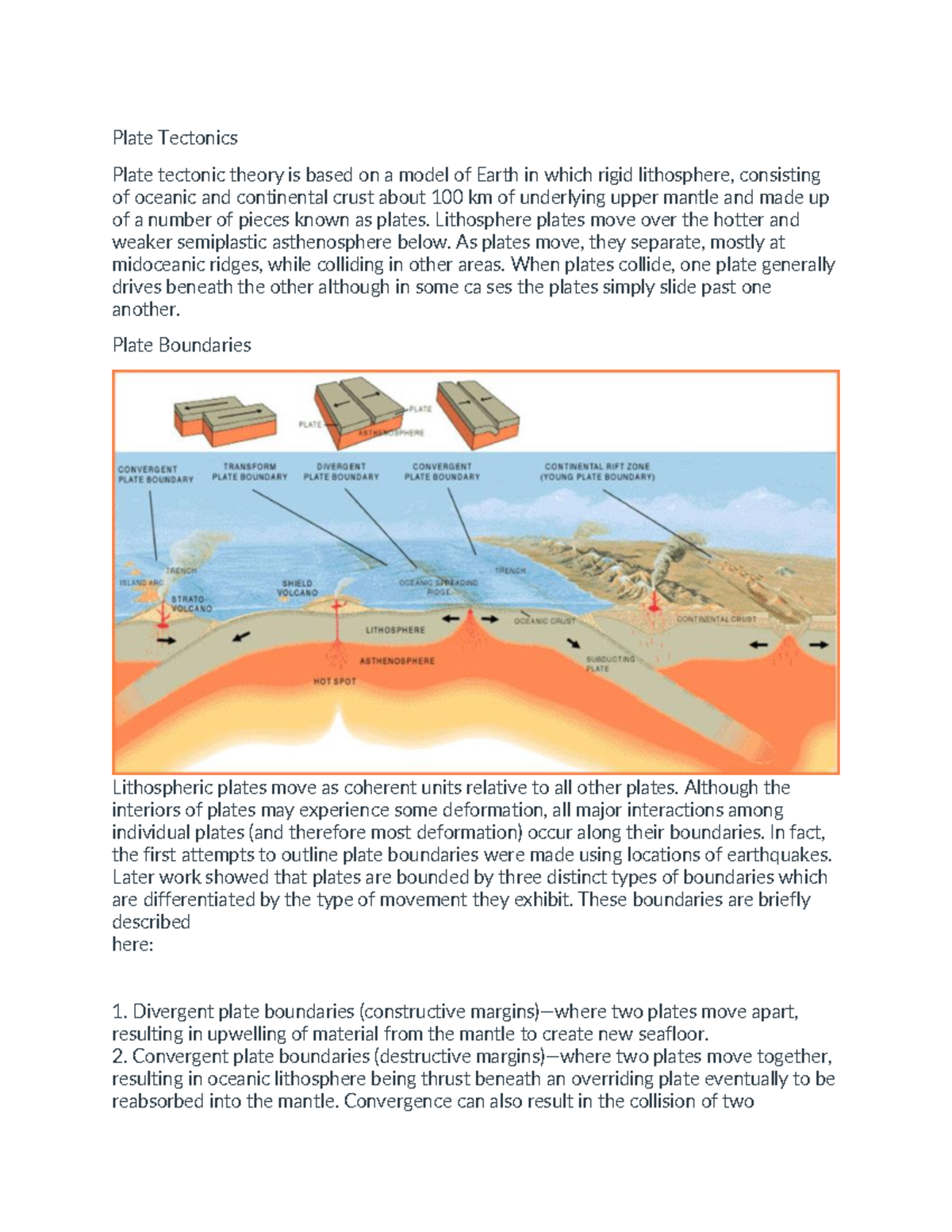 2ND-ES- Reviewer - Plate Tectonics Plate tectonic theory is based on a ...