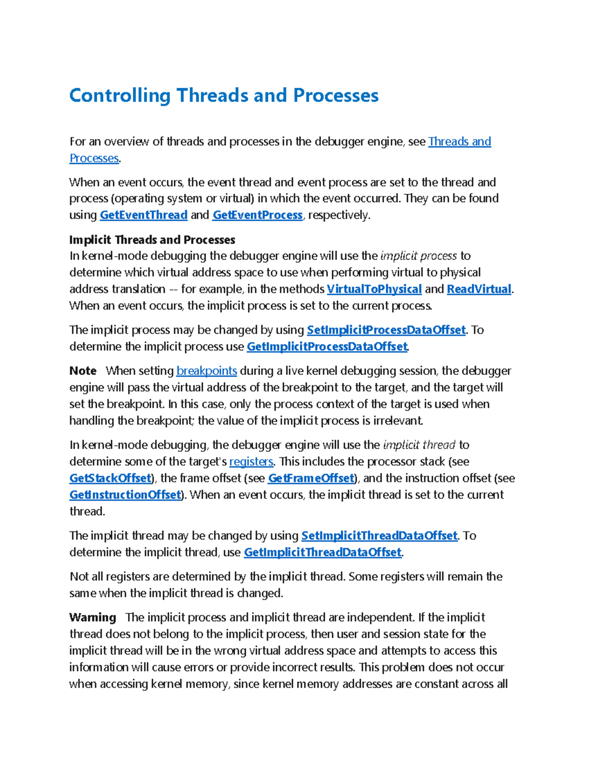 Document 34 - Bob - Controlling Threads and Processes For an overview of threads and processes ...