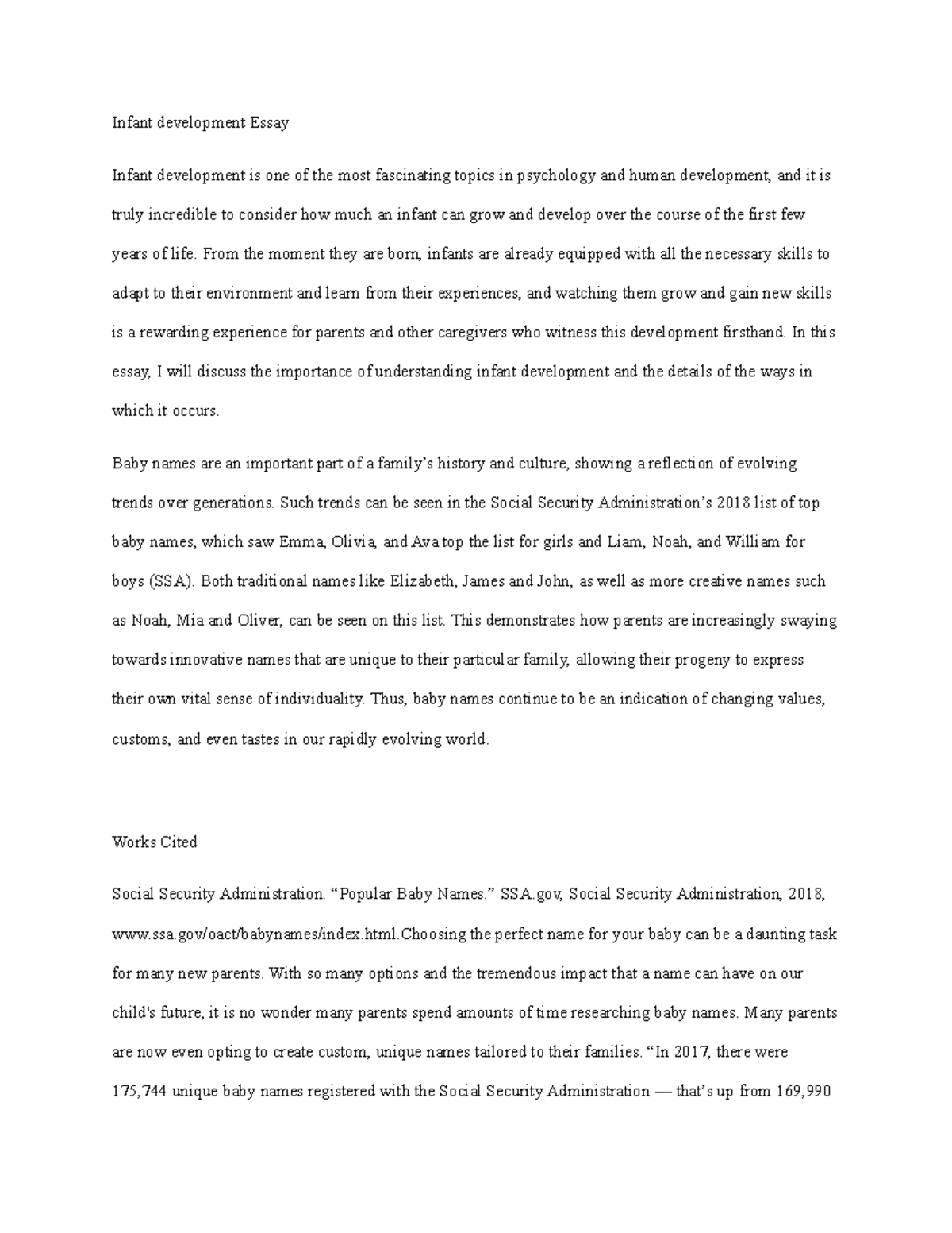 Infant development Essay - Infant development Essay Infant development ...