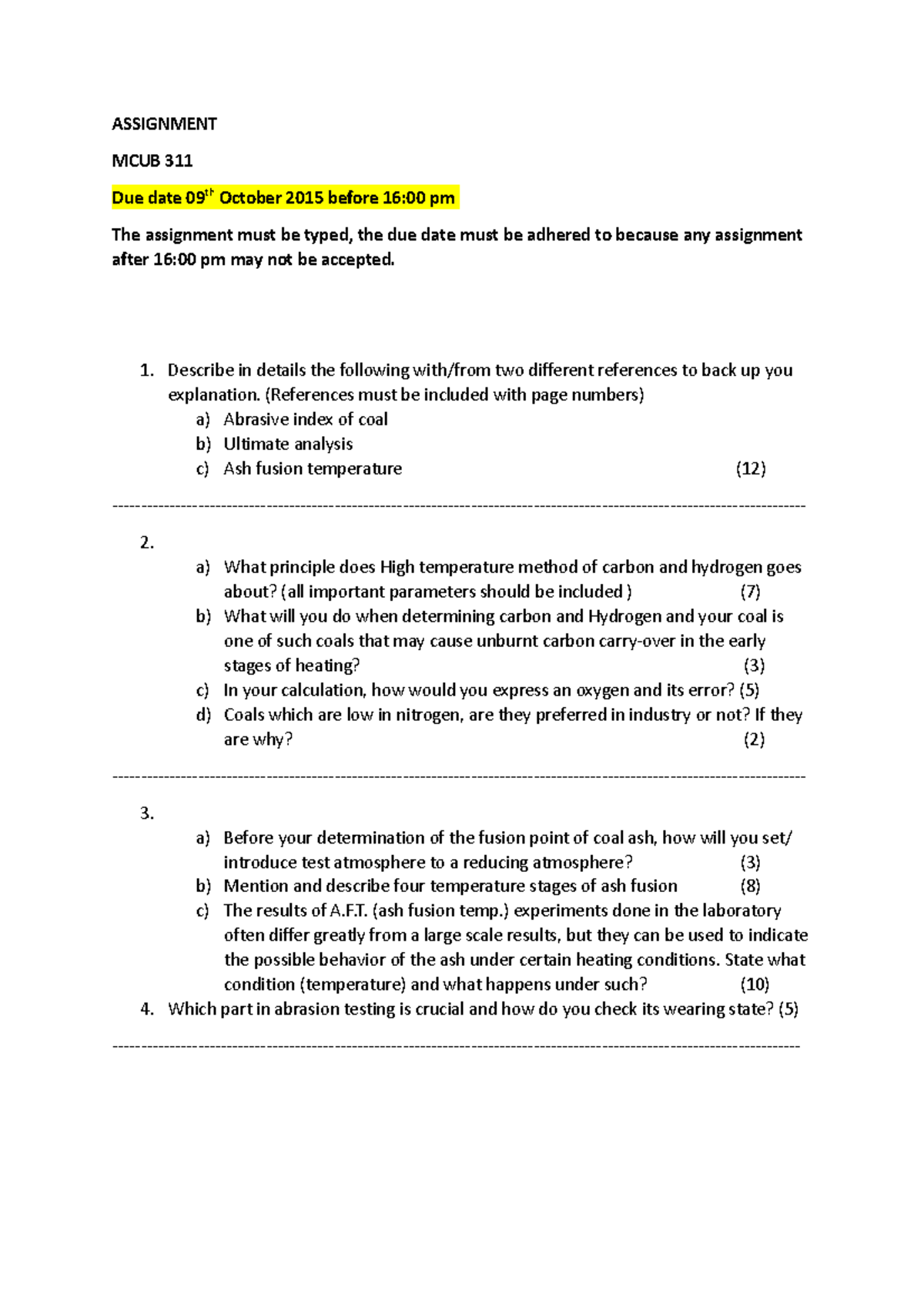 Assignment due 9th October 2015 - ASSIGNMENT MCUB 311 Due date 09th ...