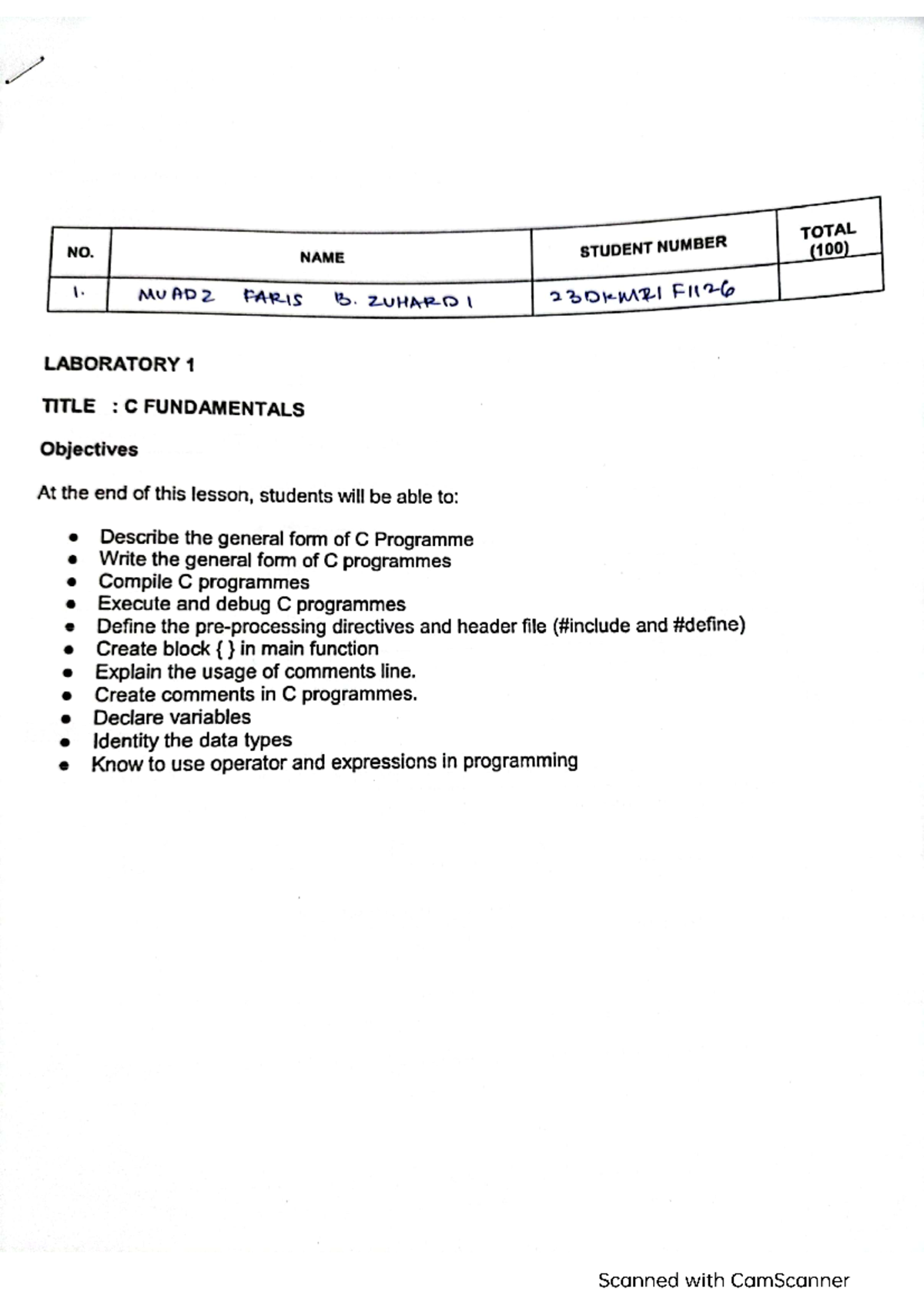 Muadz Faris (F1126) DKM4C (C Programming ) - electrical engineering - Studocu