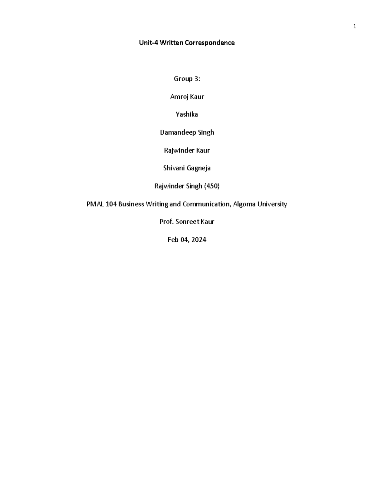 Unit 4 PMAL 104 - 5 tasks questions about business at the workplace ...