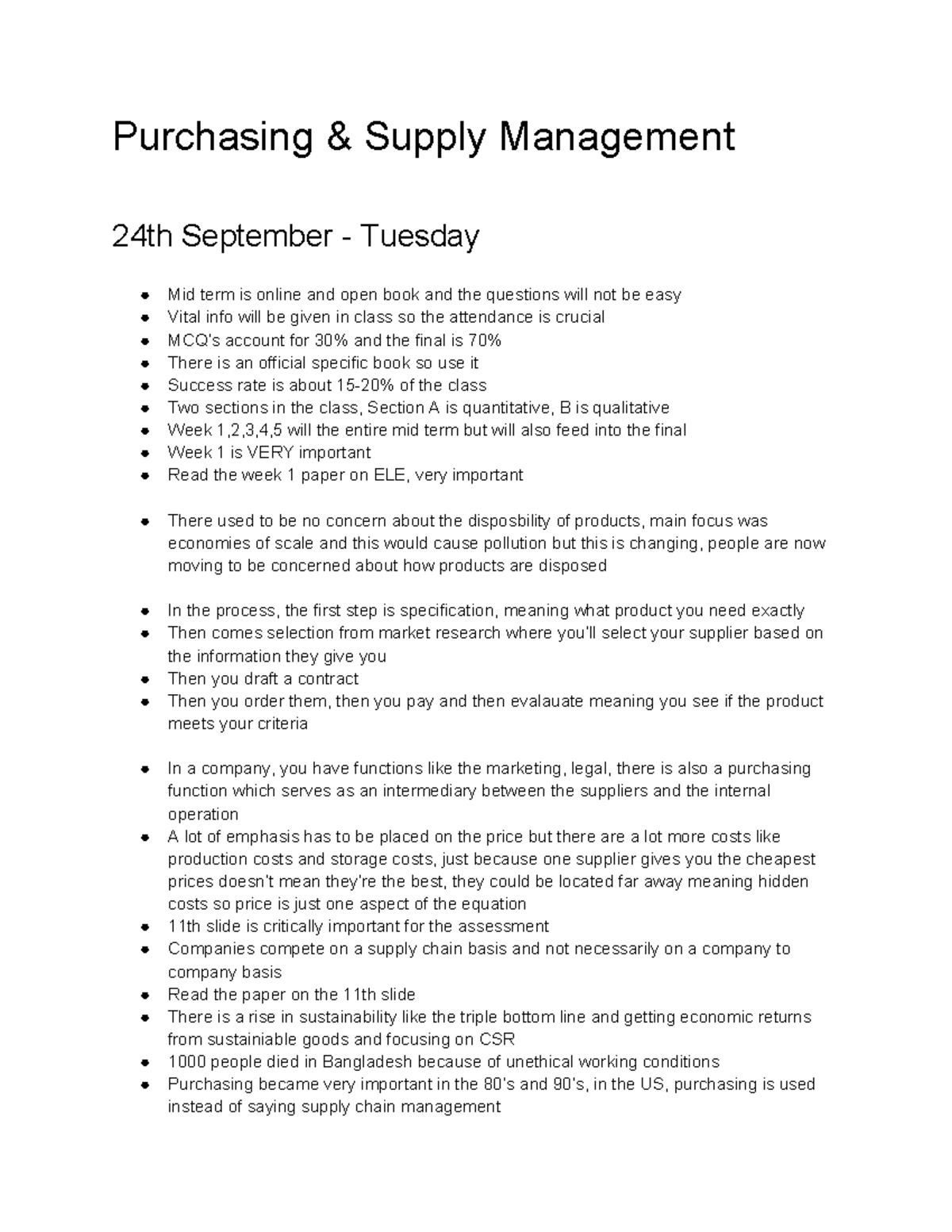Purchasing & Supply - Notes for the module for business management in ...