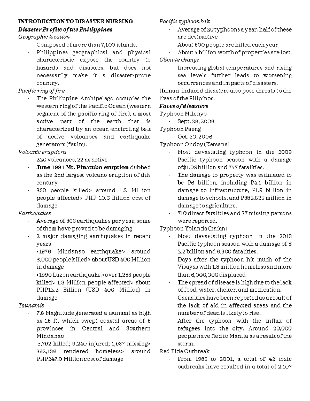 Introduction TO Disaster Nursing I OLFU 2024 I Nursing - INTRODUCTION ...