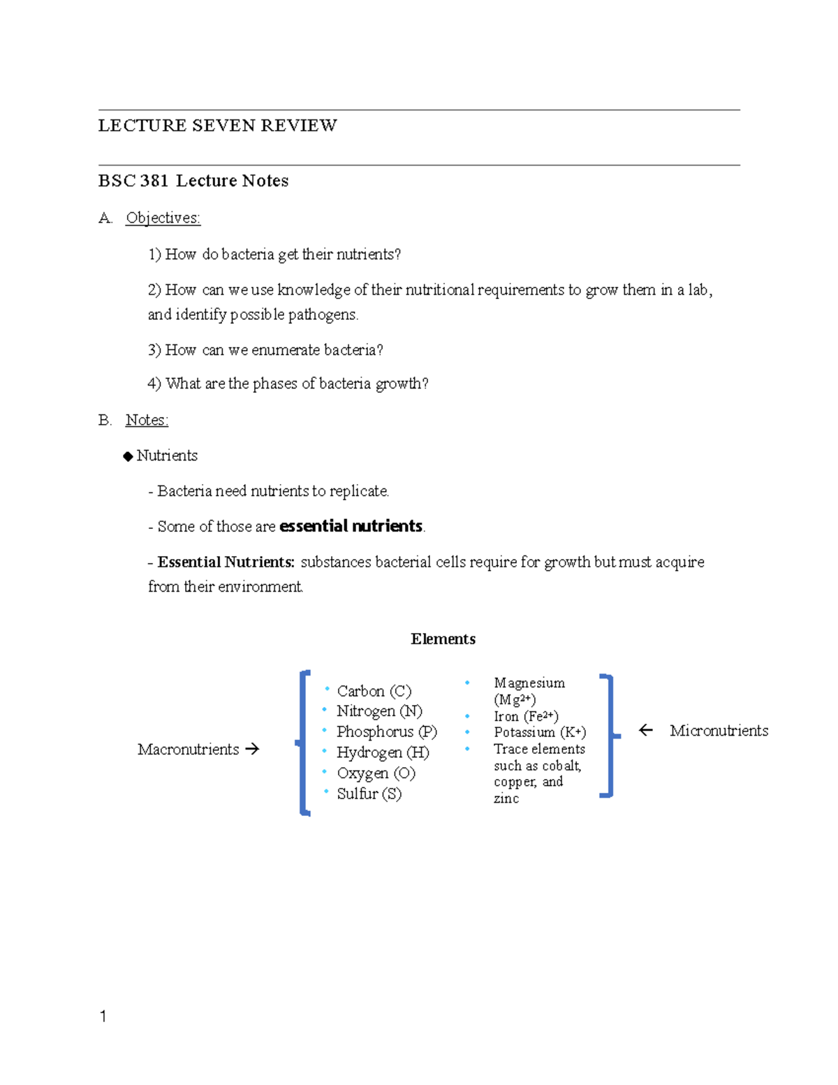 Micro Chapter Seven Review - LECTURE SEVEN REVIEW BSC 381 Lecture Notes ...