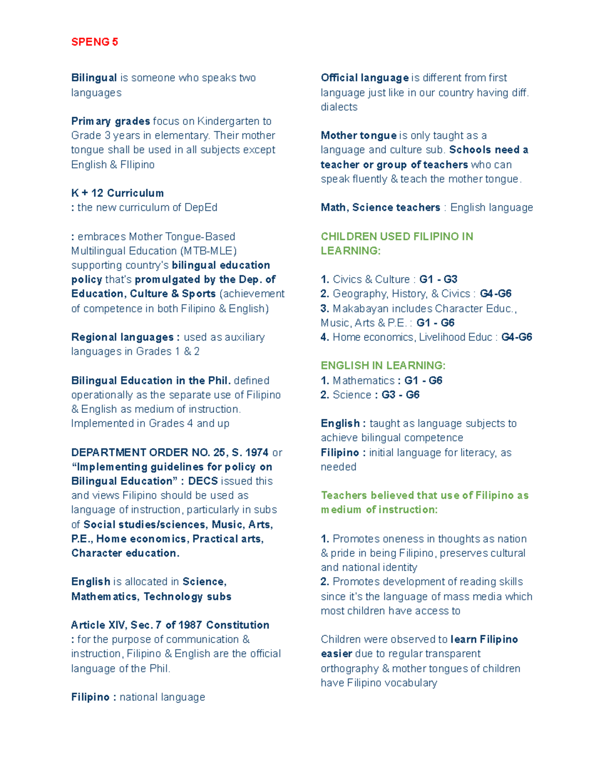 Speng 5-SAT - Bilingual is someone who speaks two languages Primary ...