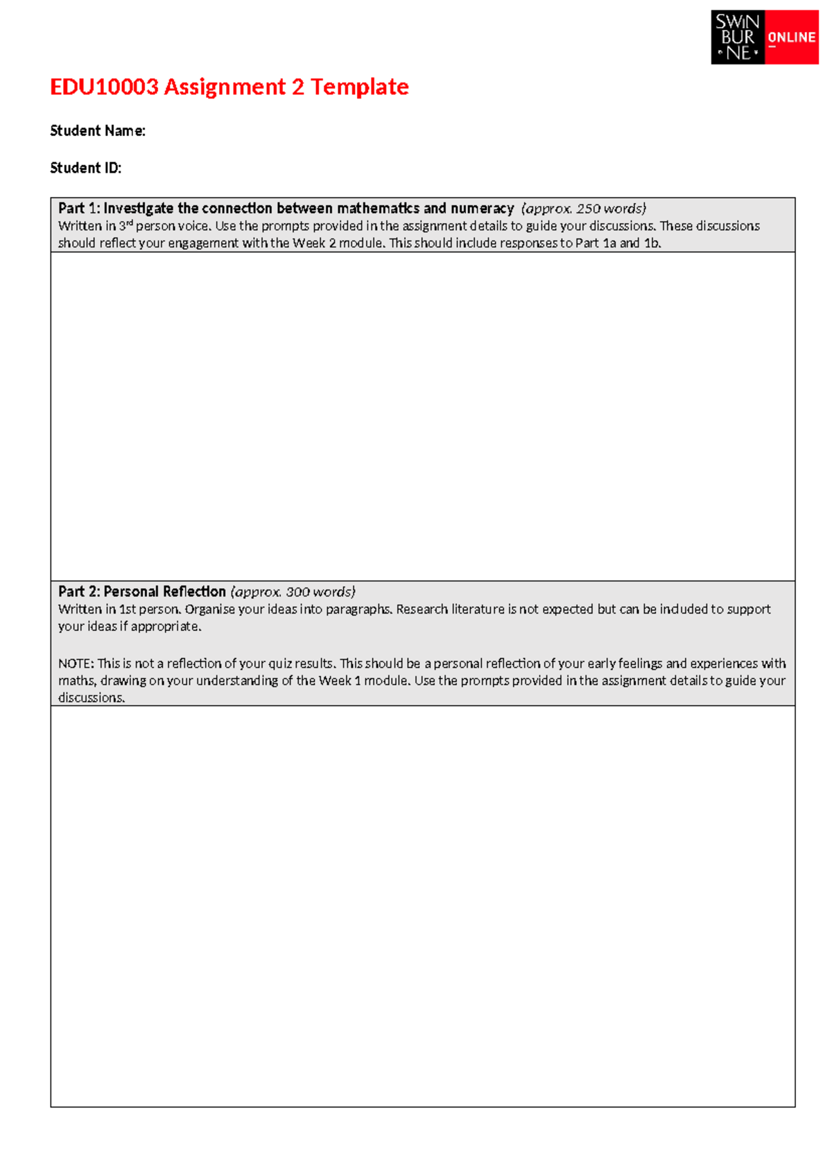 EDU10003 Assignment 2 Reflection Template V1.2 (6) errors fixed - EDU10003 Assignment 2 Template ...