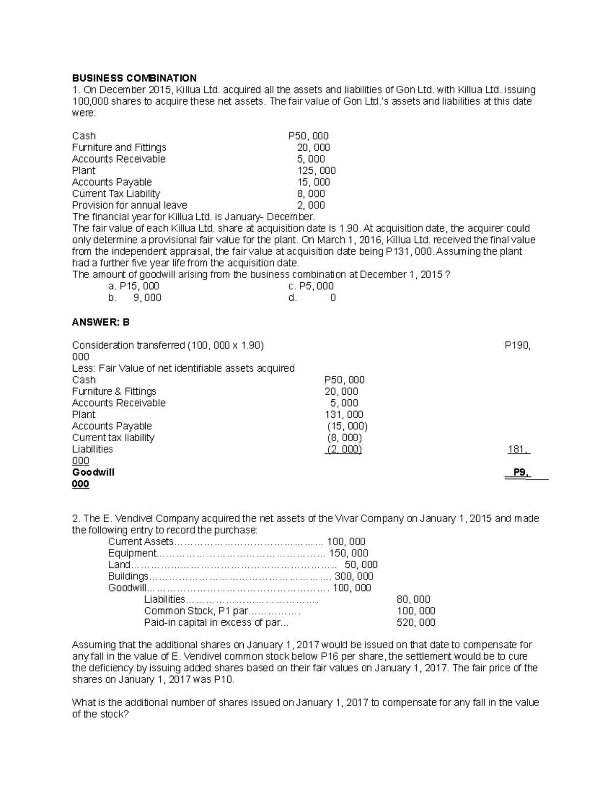 Business Combination - Lecture notes 3 - BUSINESS COMBINATION On ...