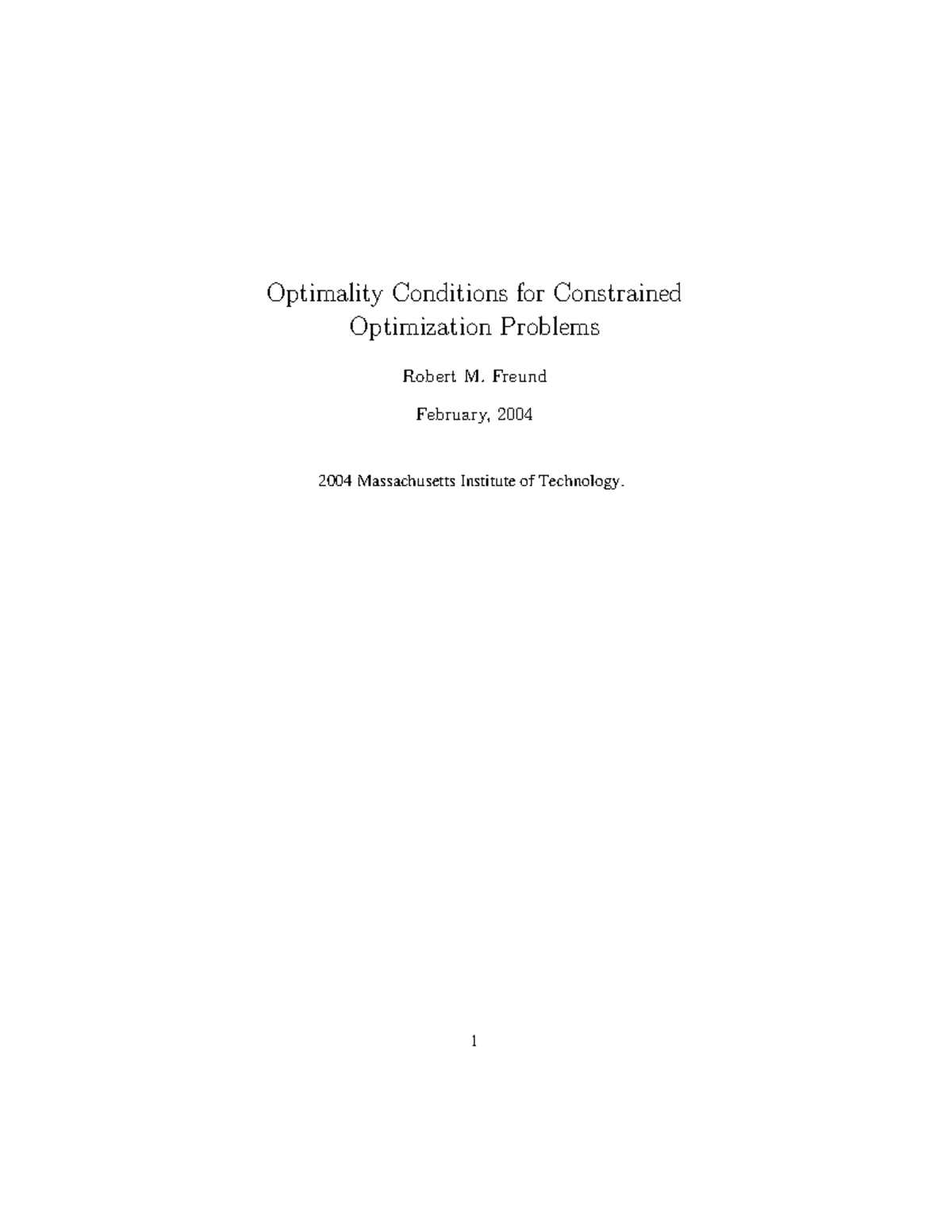 Constrained Optimization Optimality Conditions I Pdf Optimality