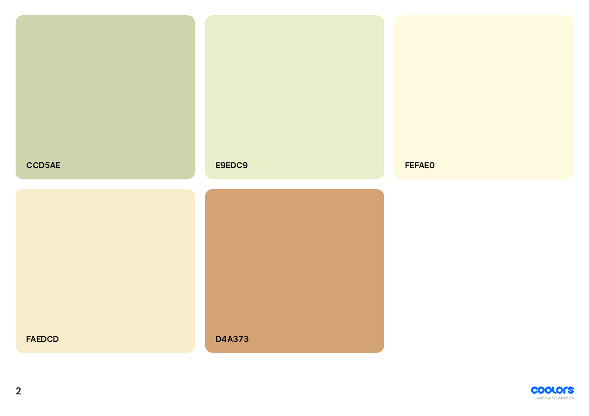 2 - coloues2 - CCD5AE E9EDC9 FEFAE CCD5AE E9EDC9 FEFAE FAEDCD D4A - Studocu