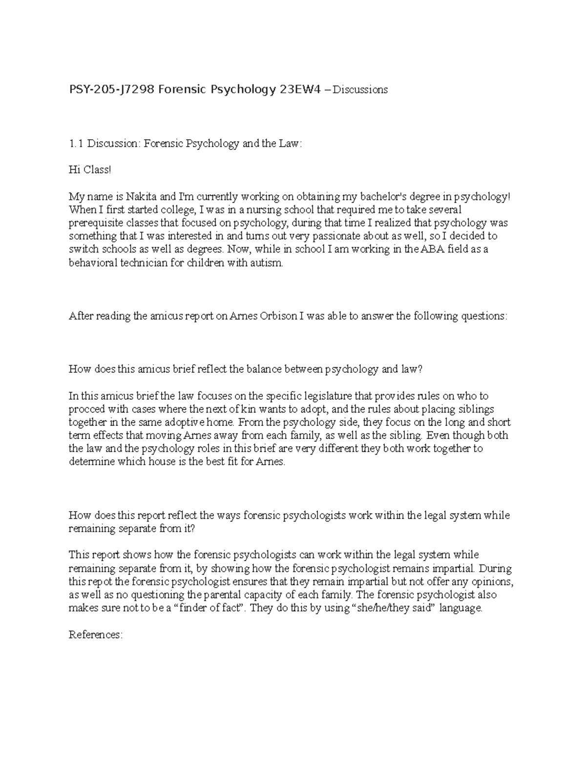 PSY-205-Discussions - Use this as a guide to complete the Module one ...