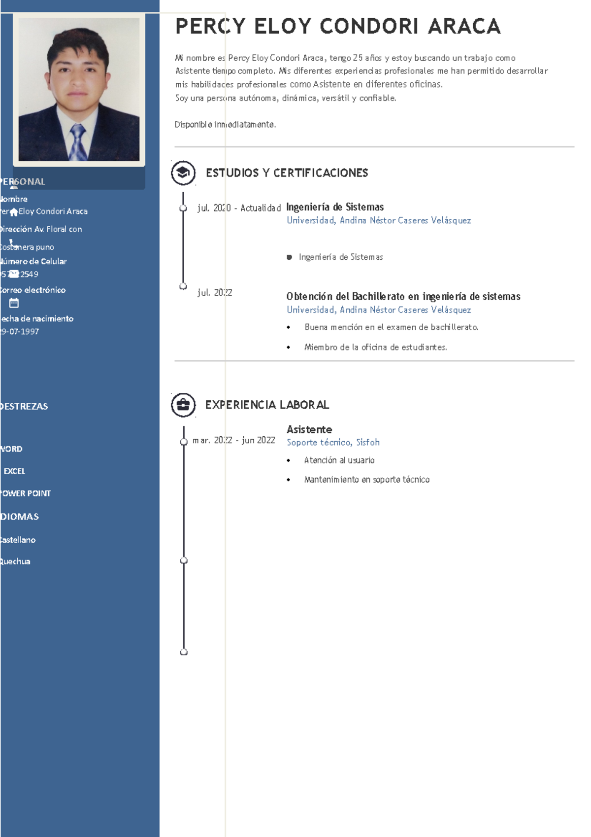 CV Sistemas Percy ELOY Condori Araca - PERCY ELOY CONDORI ARACA Mi ...