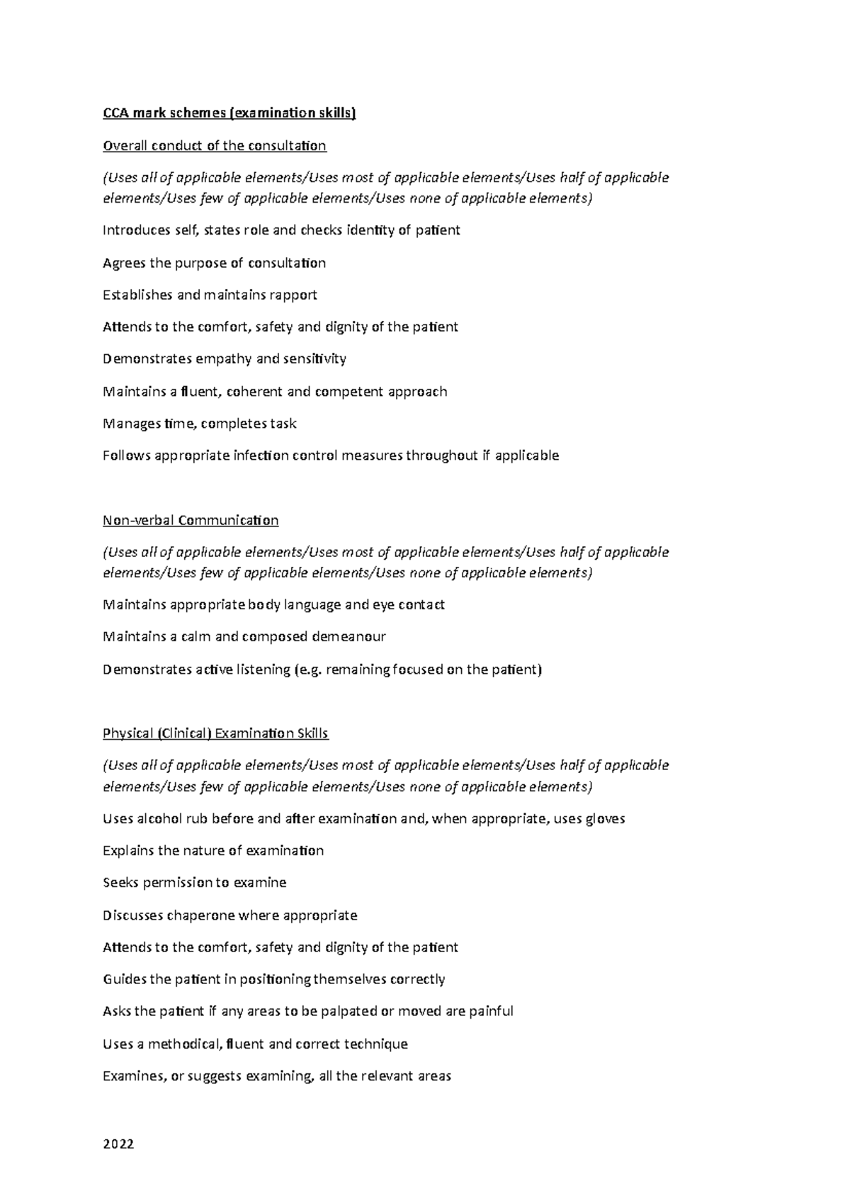 CCA mark schemes examination skills - CCA mark schemes (examination ...