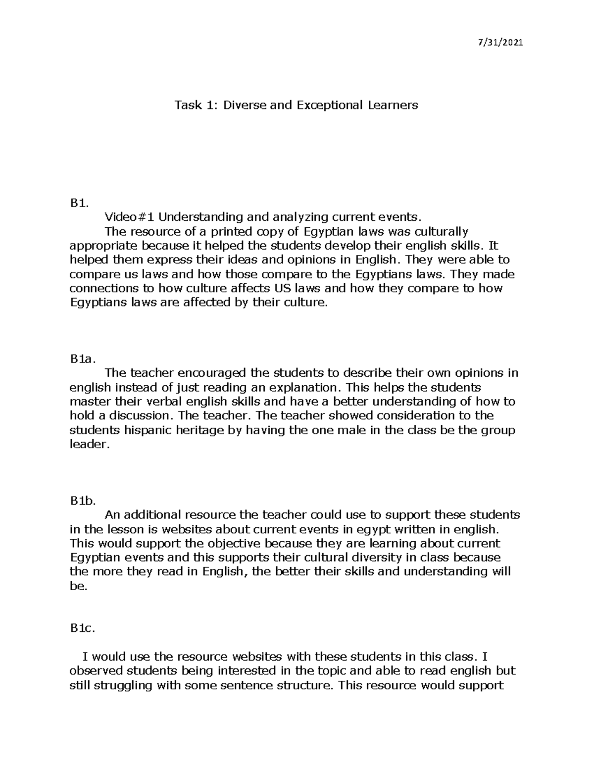 Task1 diversity Behavioral Support Strategies for K-12 Learners with ...