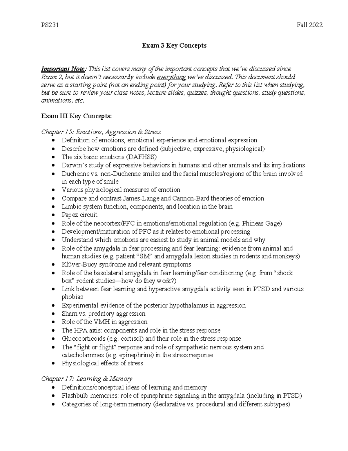 PS231 Exam 3 Key Concepts - PS231 Fall 2022 Exam 3 Key Concepts ...