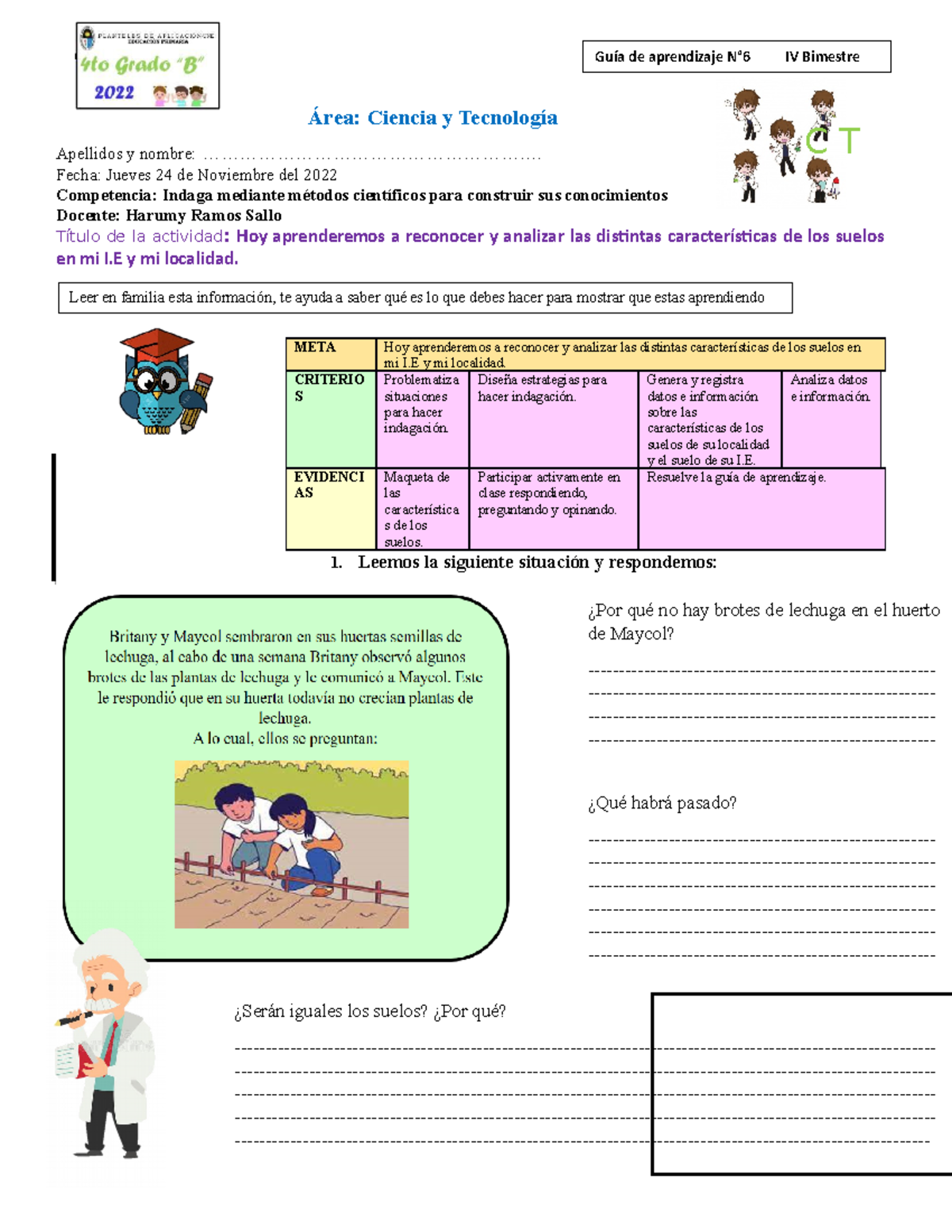 GUÍA DE Ciencia Y Tecnología 3ER Grado - Área: Ciencia y Tecnología ...