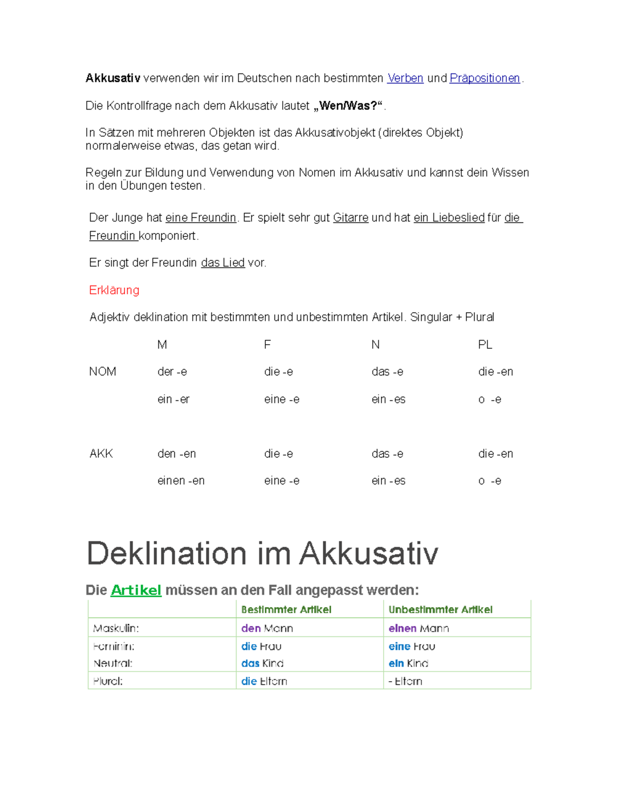 Akkusativ Pres - Acusativo en Aleman - Akkusativ verwenden wir im ...