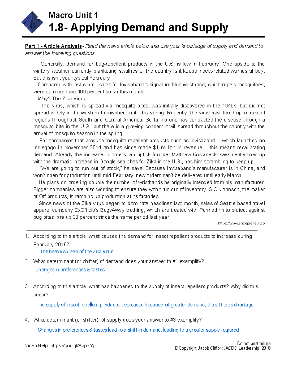 Macro 1.8- Applying Demand and Supply - Macro Unit 1 1- Applying Demand ...