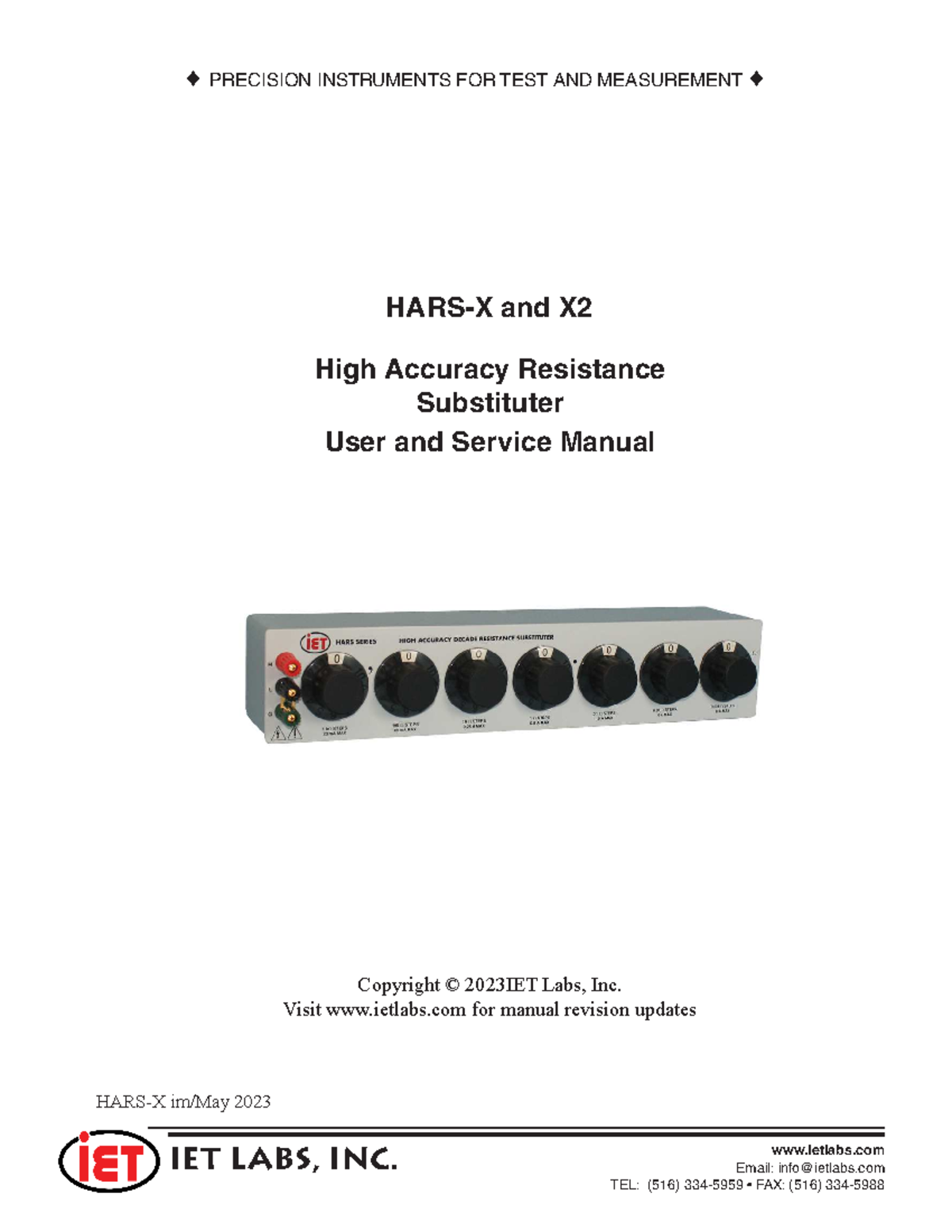 HARS-X im - Uso del hars - ® PRECISION INSTRUMENTS FOR TEST AND ...