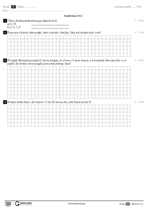 Kartkówka 5.II.4–6 Test (z widoczną punktacją) - PHQQPDPNMPHL Grupa A ...