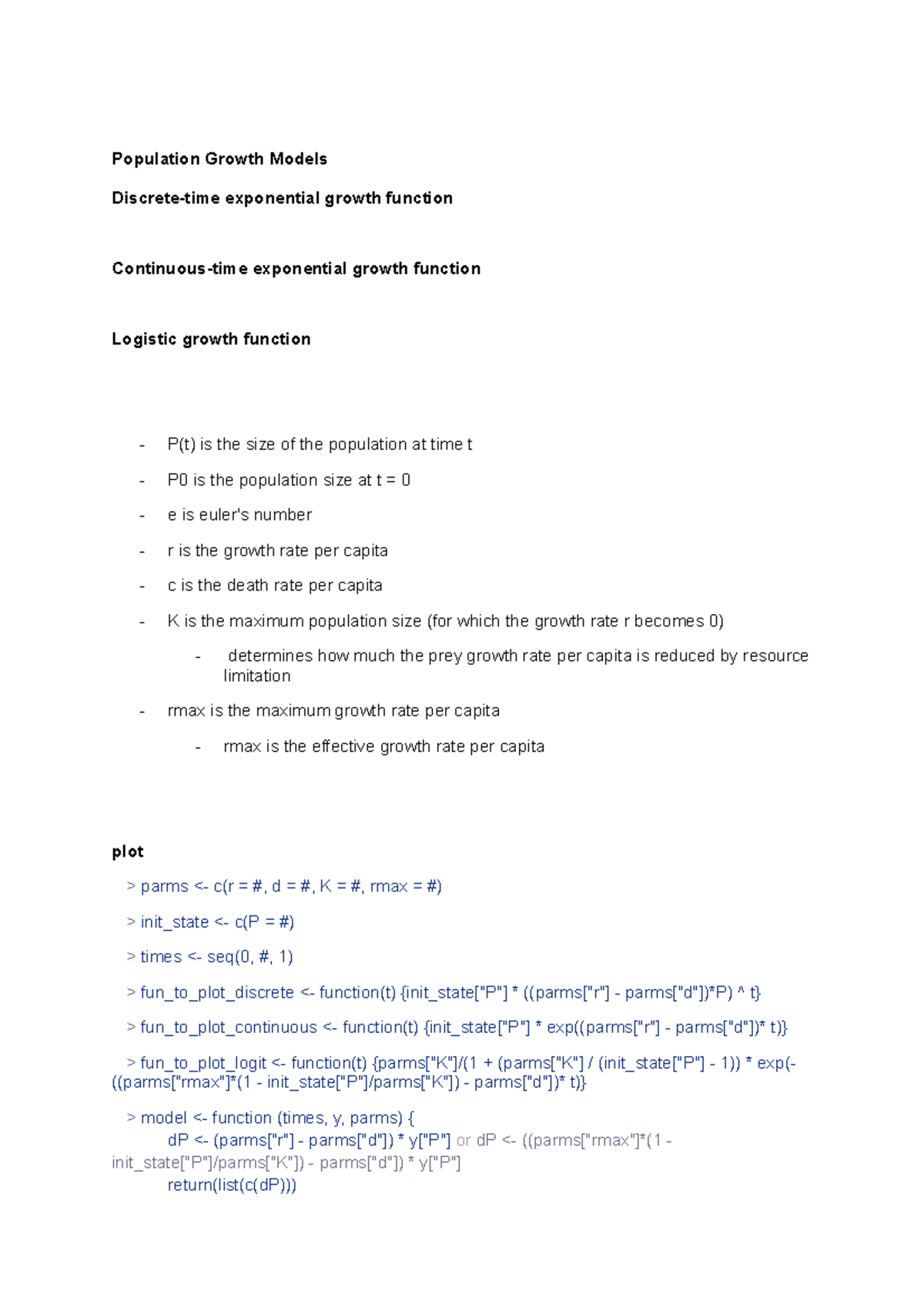 Untitled document - module 2 and 3 - Population Growth Models Discrete ...