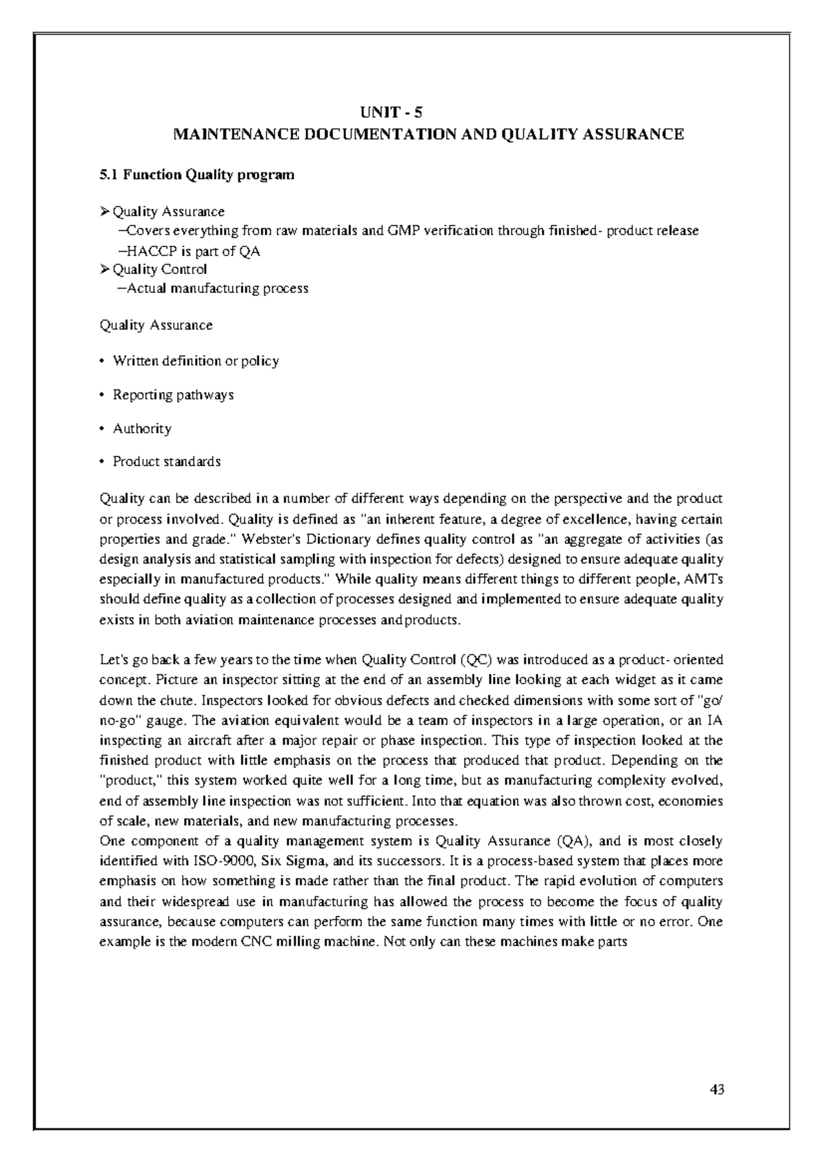 Maintenance Documentation AND Quality Assurance notes - UNIT - 5 ...