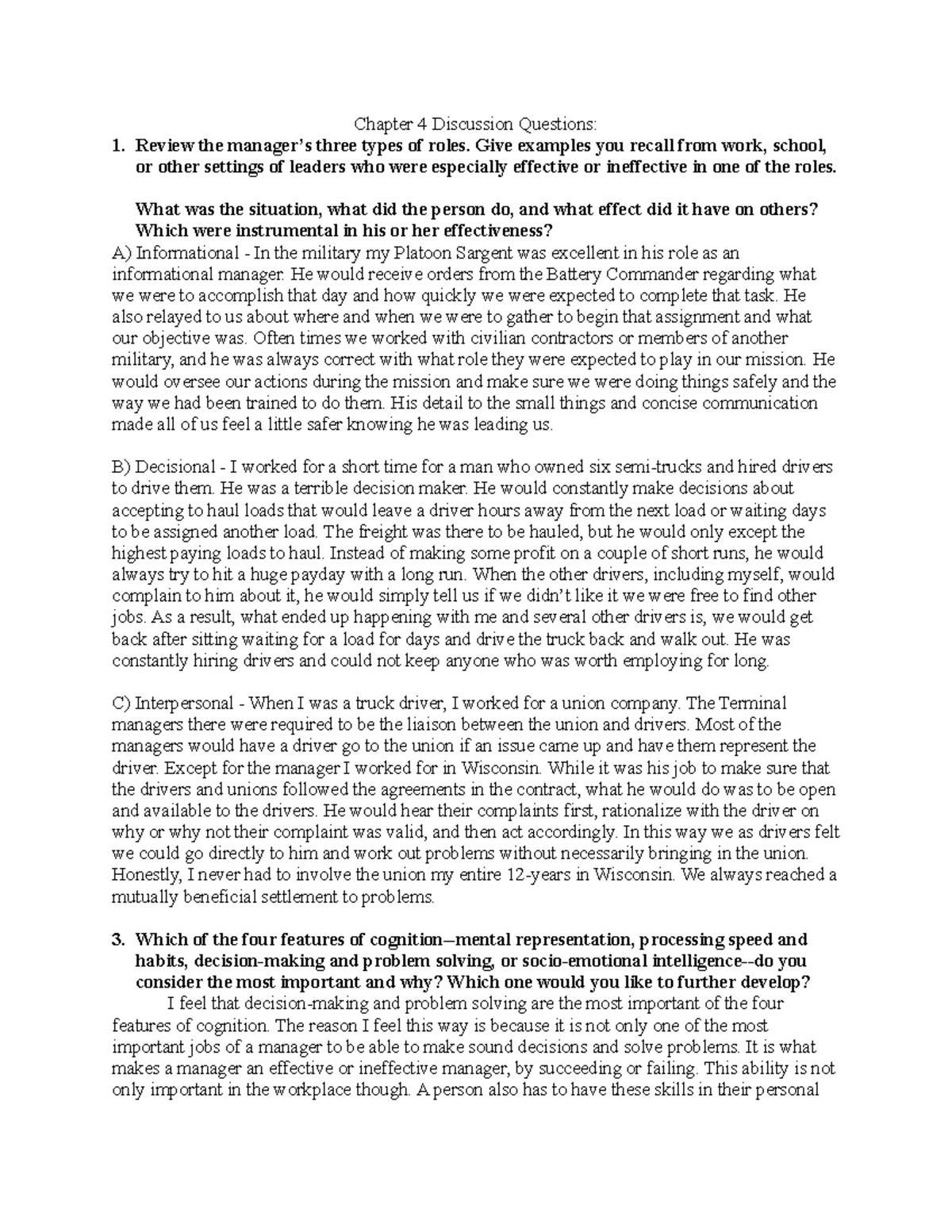 Module 1 Chapter 4 Questions - Chapter 4 Discussion Questions: 1 ...