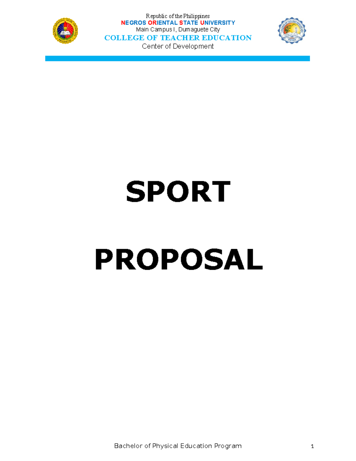 - Sports- Proposal- Finale - NEGROS ORIENTAL STATE UNIVERSITY Main ...