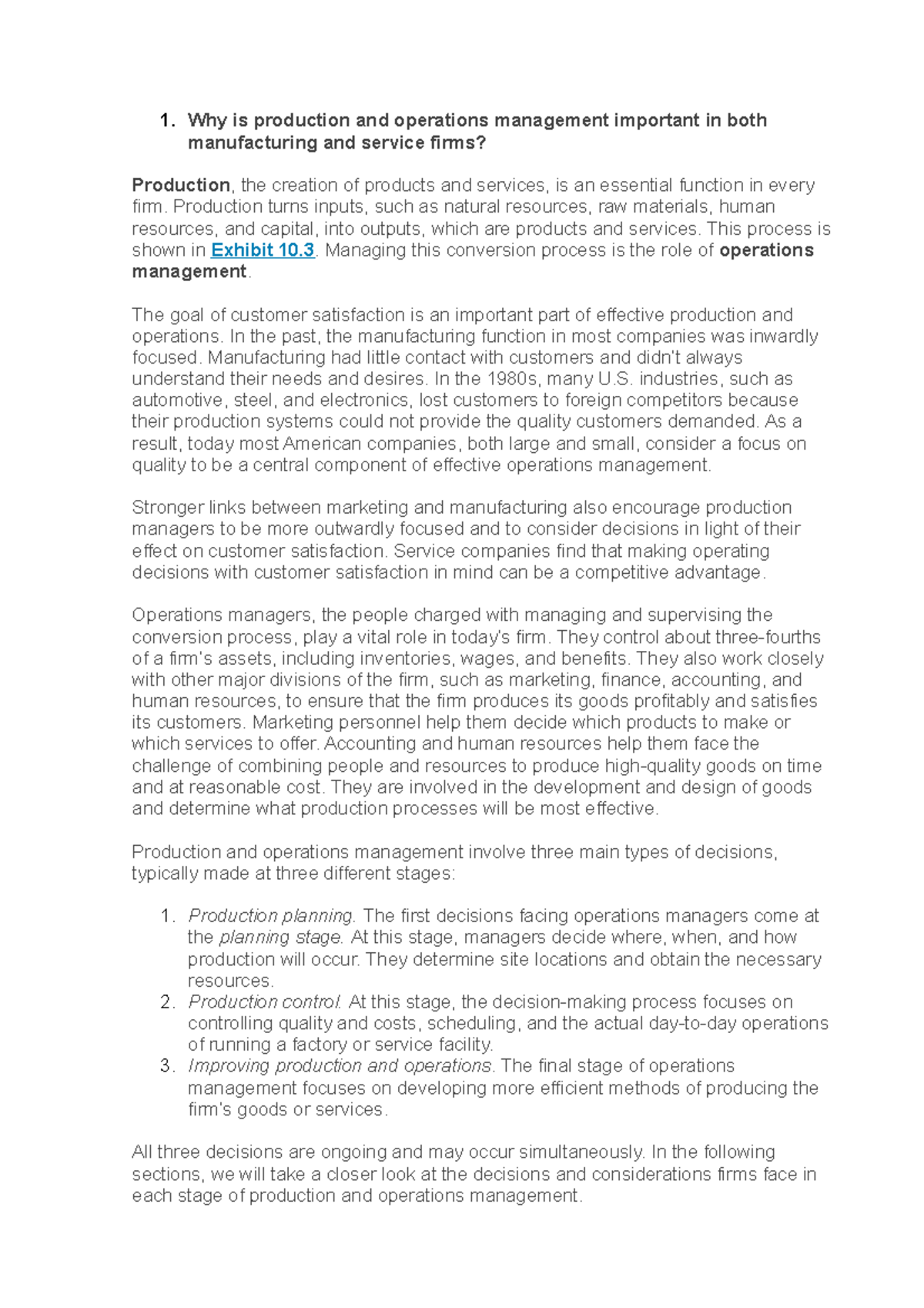 Why is production and operations management important in both ...