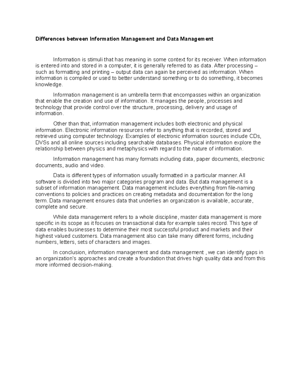 Information vs data - Differences between Information Management and ...