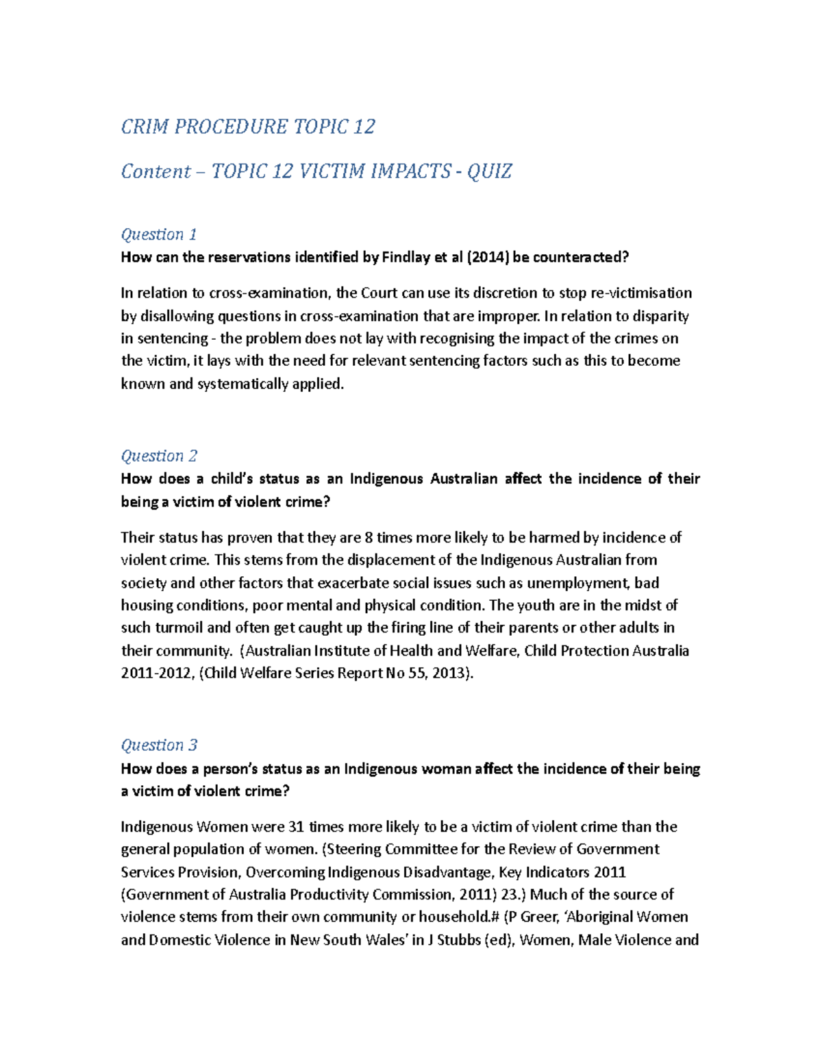 CRIM Tpoic 12 - Victims Impact - CRIM PROCEDURE TOPIC 12 Content ...