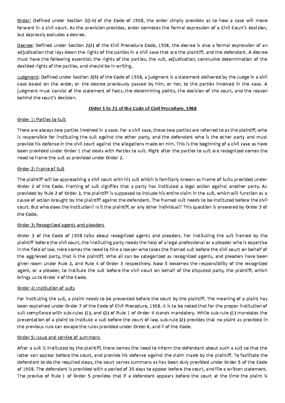 CPC Order 1-21 - Order: Defined under Section 2(14) of the Code of 1908 ...