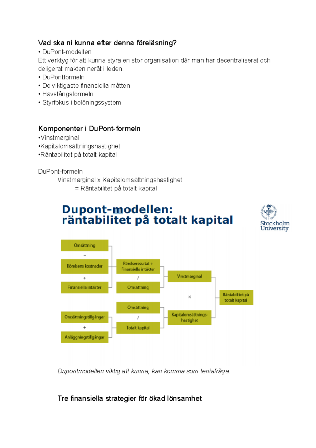 F2 Finansiell Styrning - Vad ska ni kunna efter denna föreläsning ...