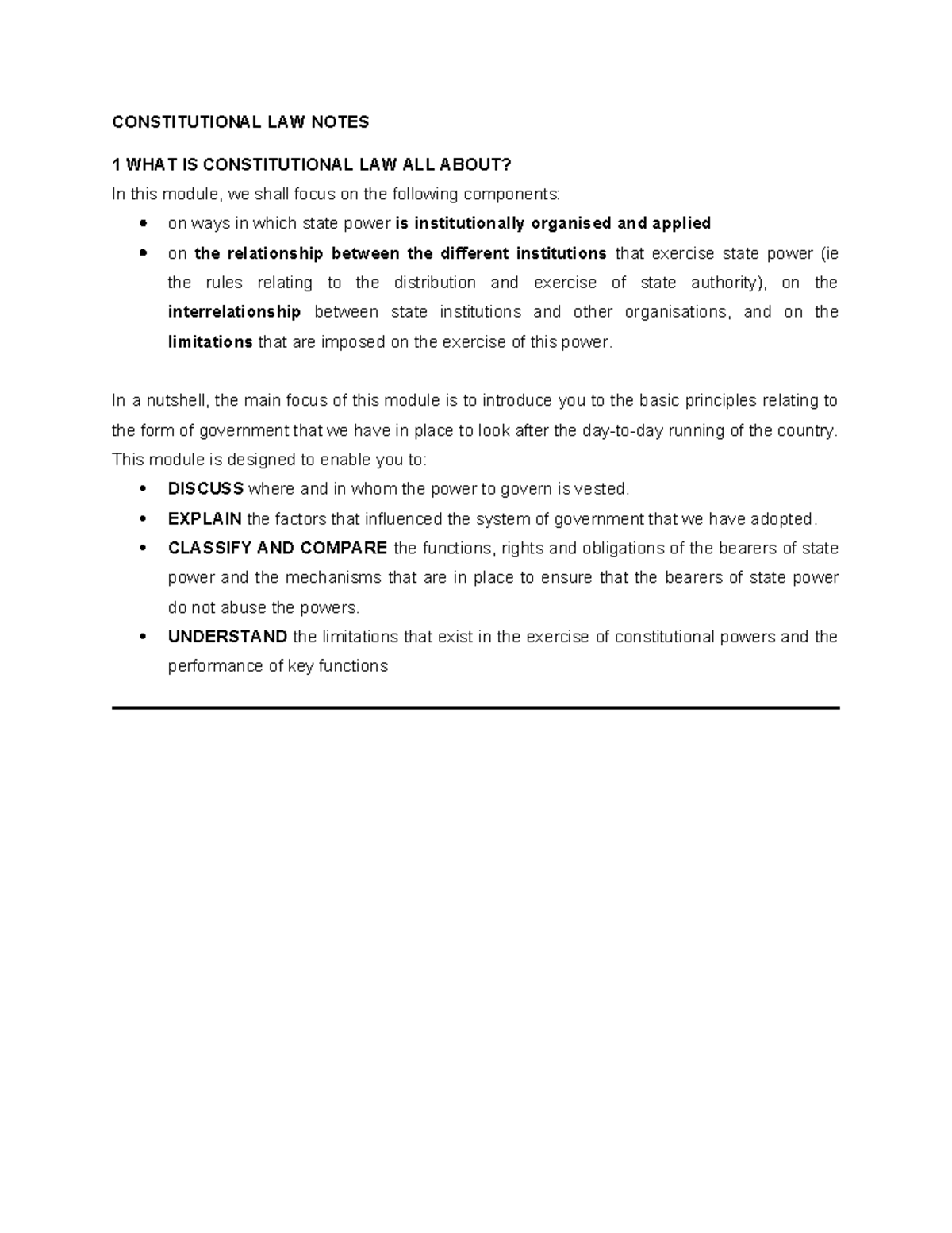 Constitutional LAW Notes - CONSTITUTIONAL LAW NOTES 1 WHAT IS ...